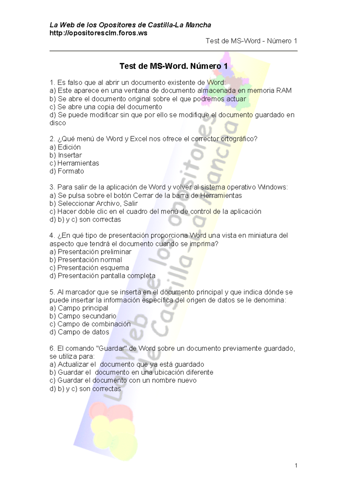 Test Word 1 - Test Word 1.pdf - opositoresclm.foros Test de MS-Word - N ...