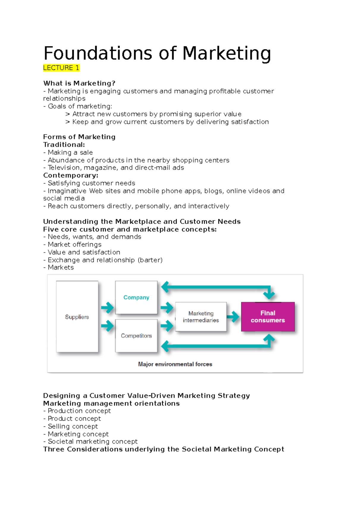 Foundations Of Marketing Babette - Foundations of Marketing LECTURE 1 ...