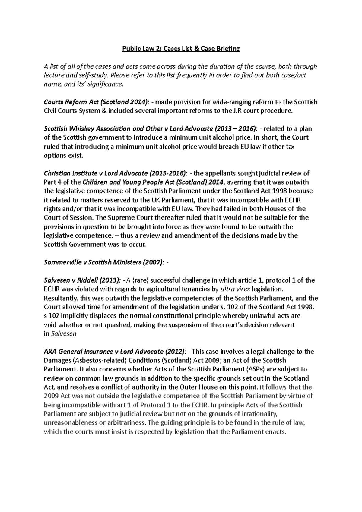 Case List & Briefings - Public Law 2: Cases List & Case Briefing A list ...