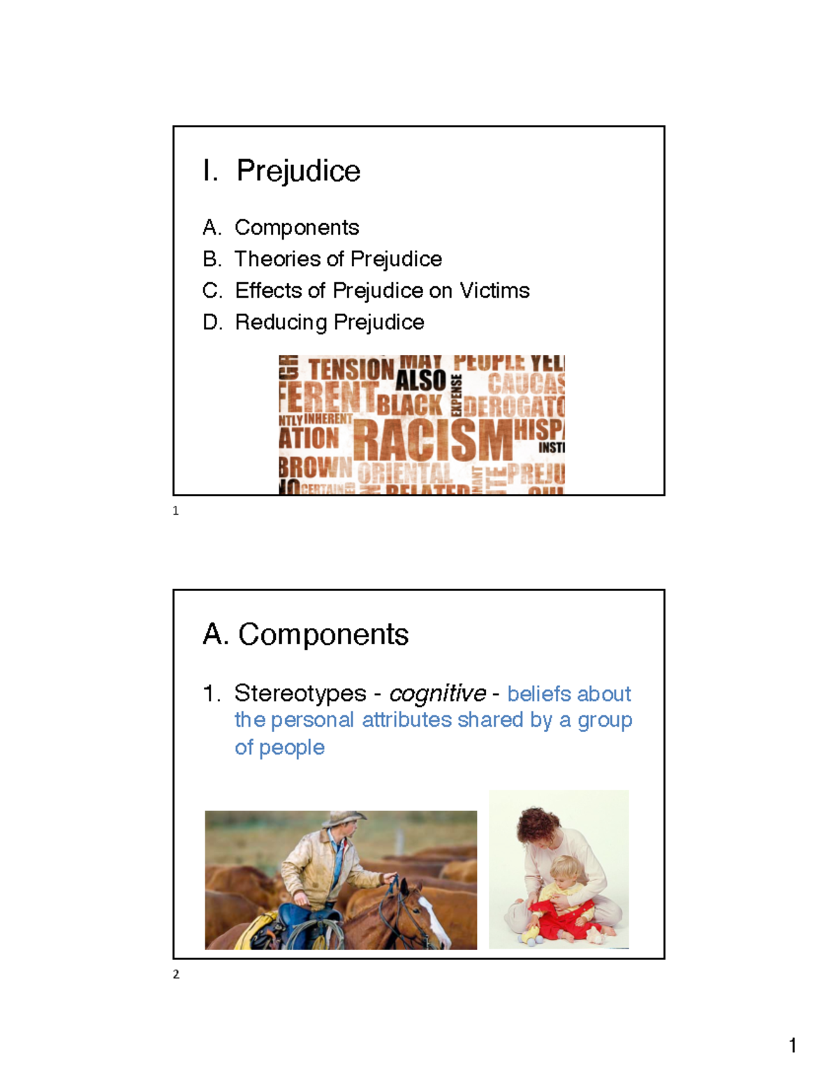 Chapter 13 slides - assignment for this class - I. Prejudice A ...