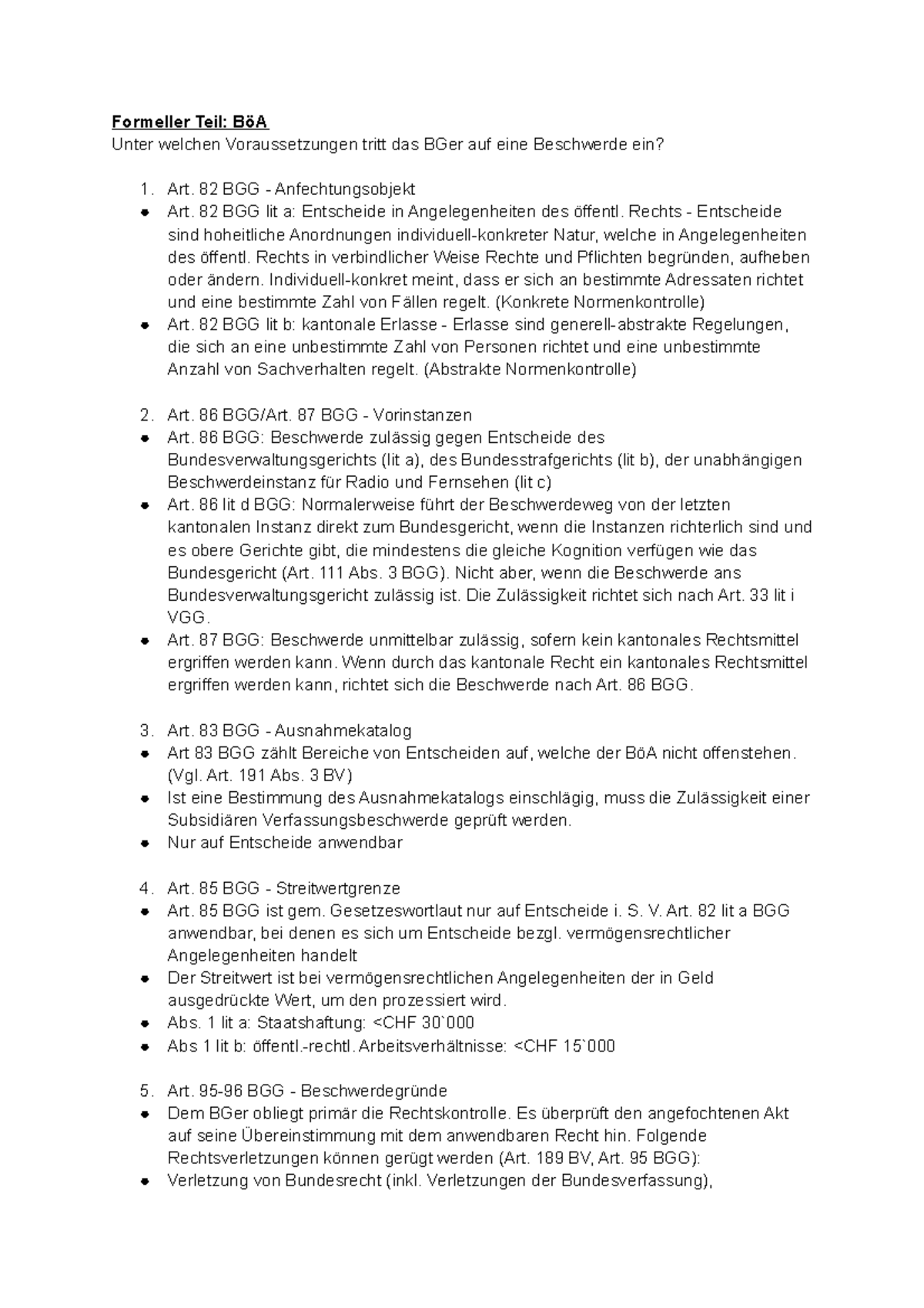 Schema - Bö A - Formeller Teil: BöA Unter welchen Voraussetzungen tritt ...