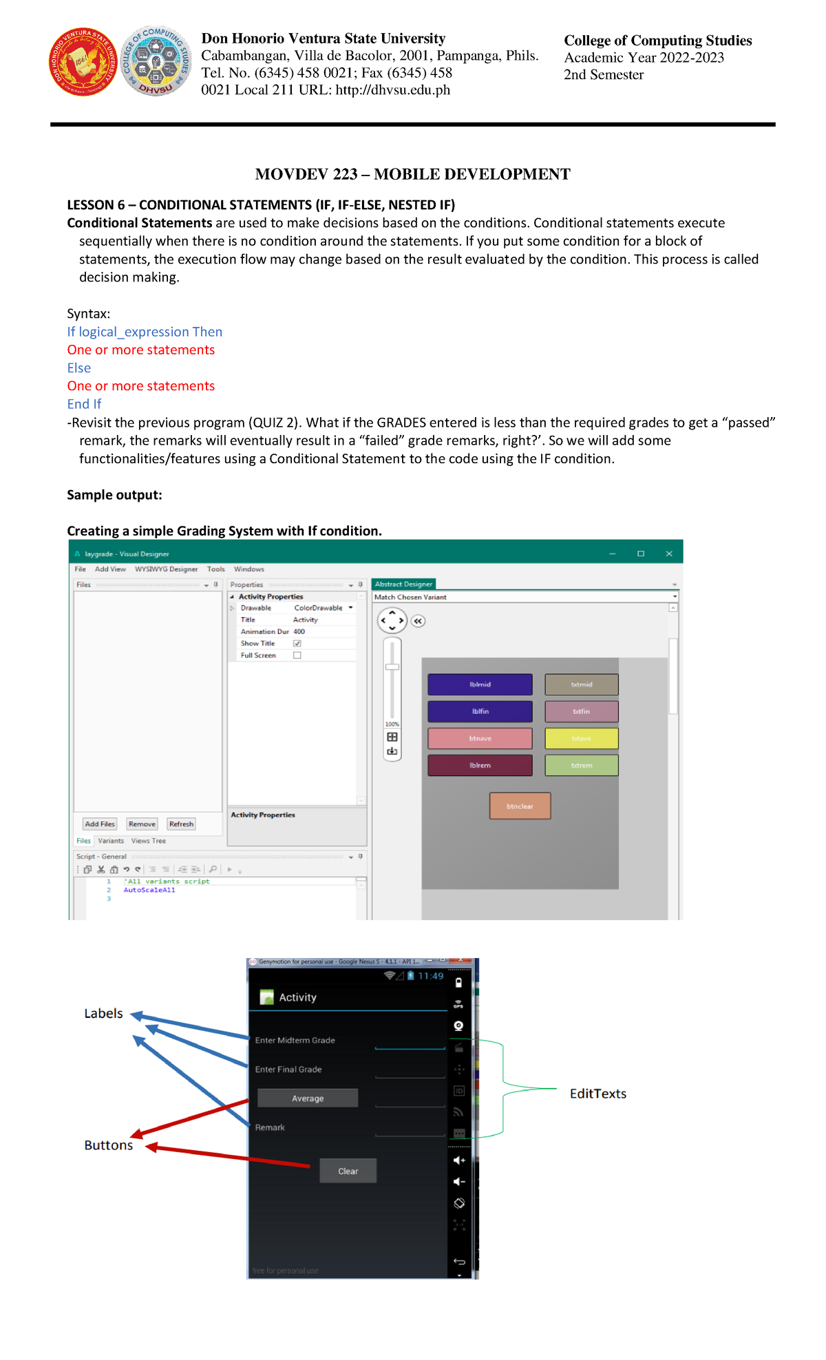 Lesson-6 - College of Computing Studies Academic Year 2022- 2023 2nd ...