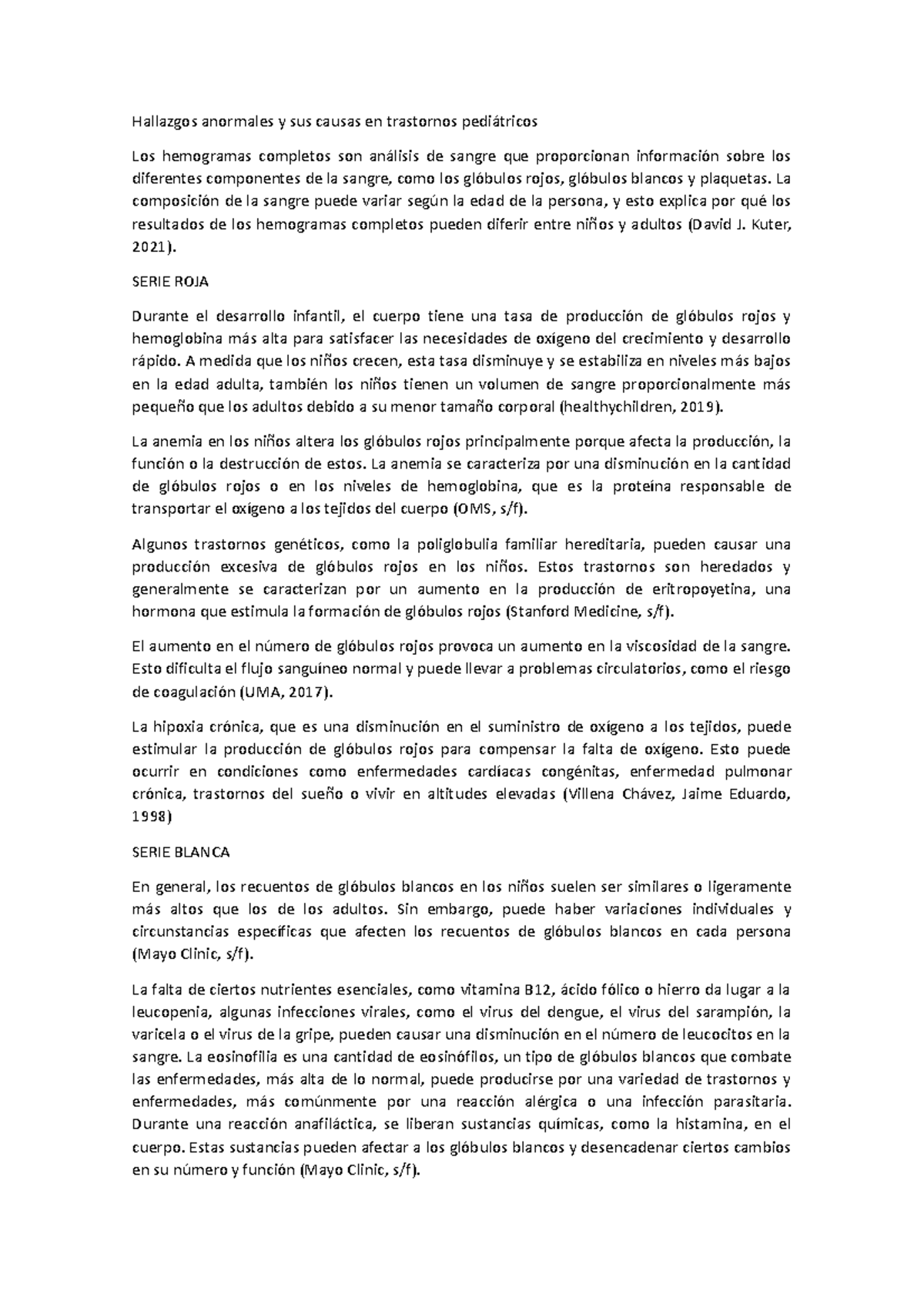 Hallazgos anormales y sus causas en trastornos pediátricos - Hallazgos ...
