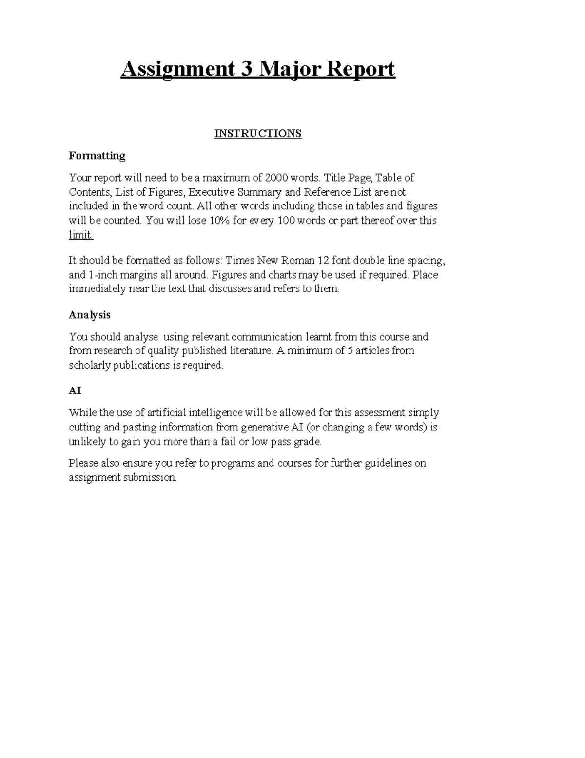 MGMT2100 Case 2023 S 2 v3 - Assignment 3 Major Report INSTRUCTIONS ...