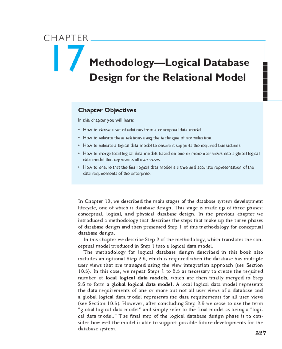 Chapter 17 Methodology—logical Database Design For The Relational Model