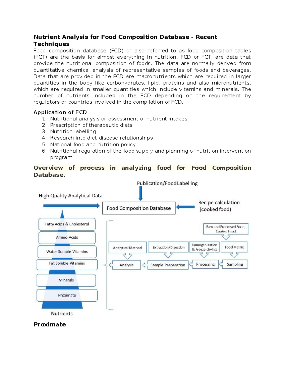 Human nutrition lecture 1 - Nutrient Analysis for Food Composition ...