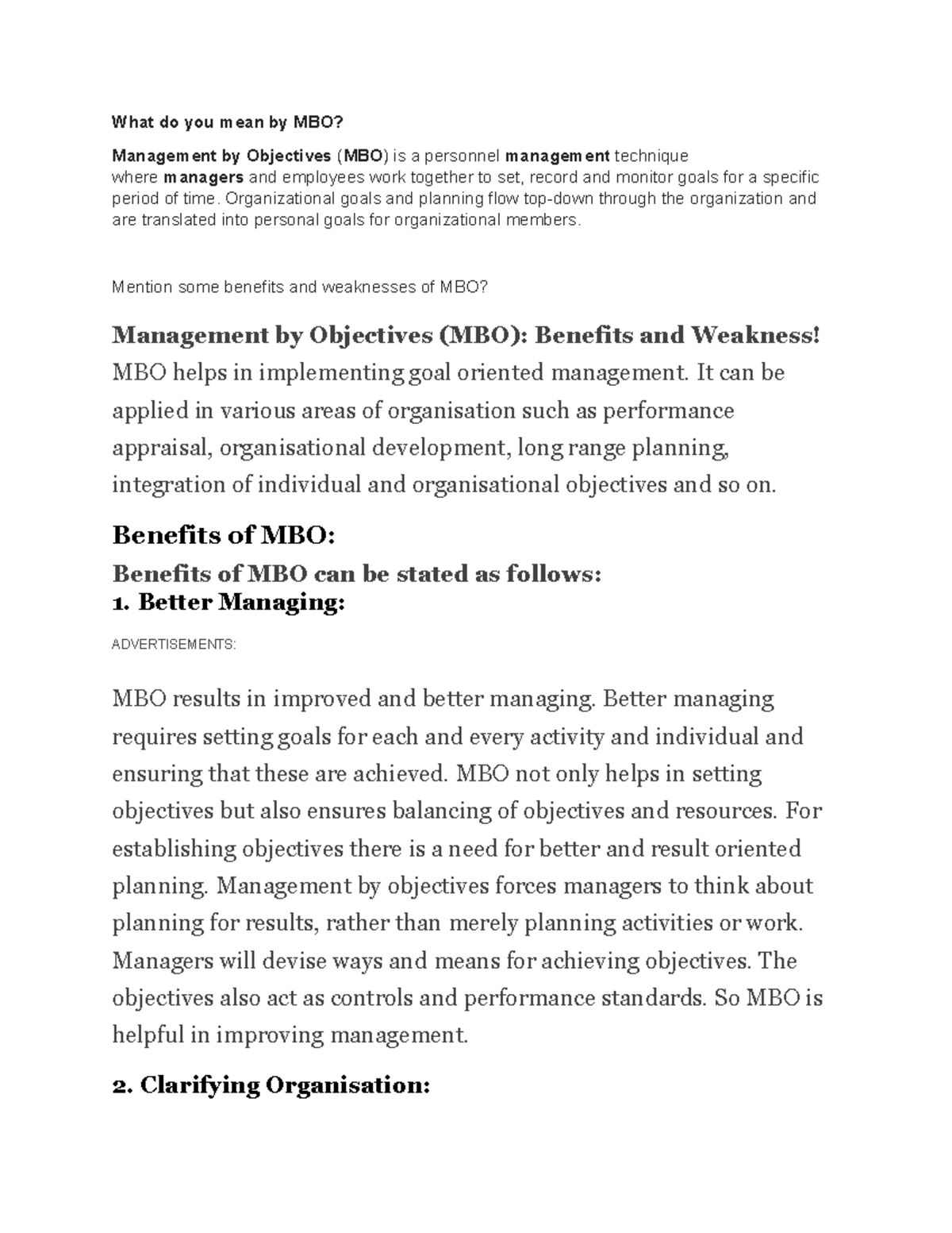 New Microsoft Word Document - What do you mean by MBO? Management by ...