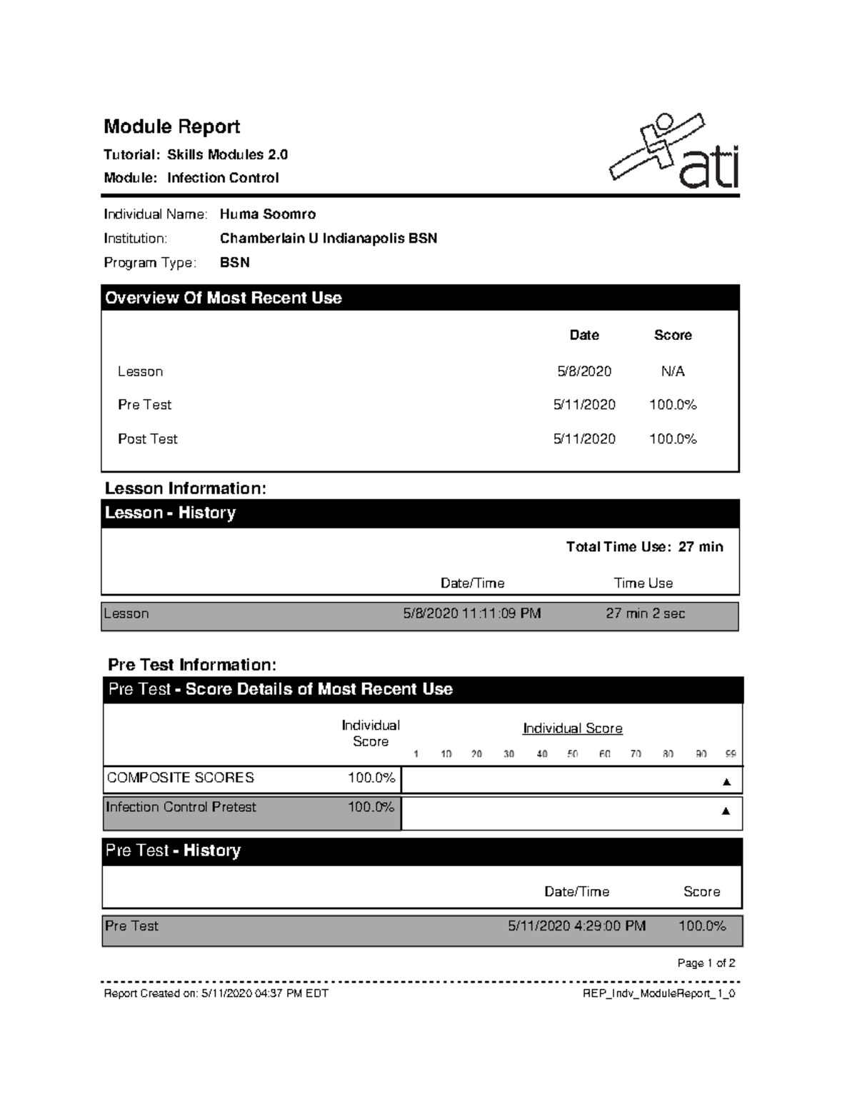 Ati Infection Control - Individual Name: Institution: Program Type ...