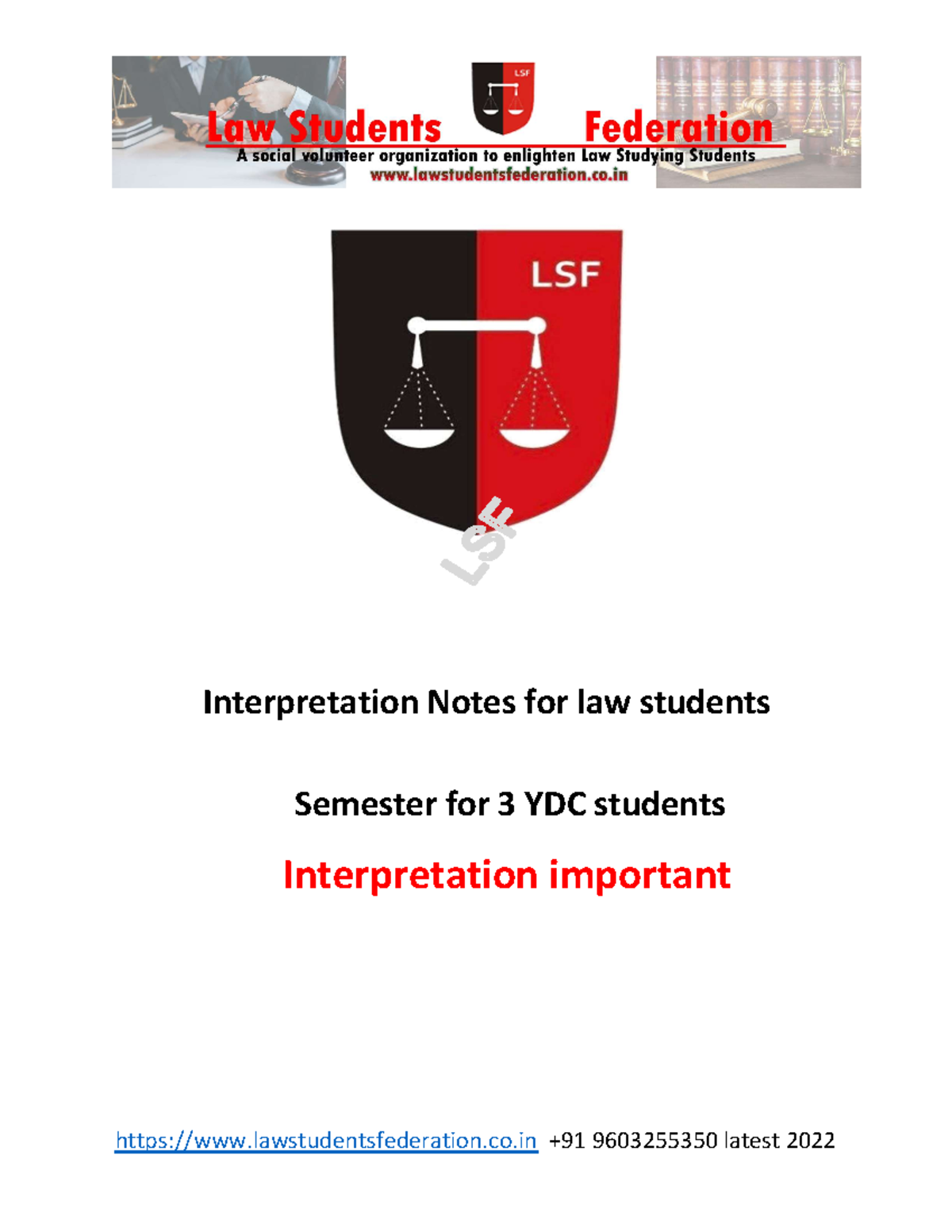 81 - notes - Interpretation Notes for law students Semester for 3 YDC ...