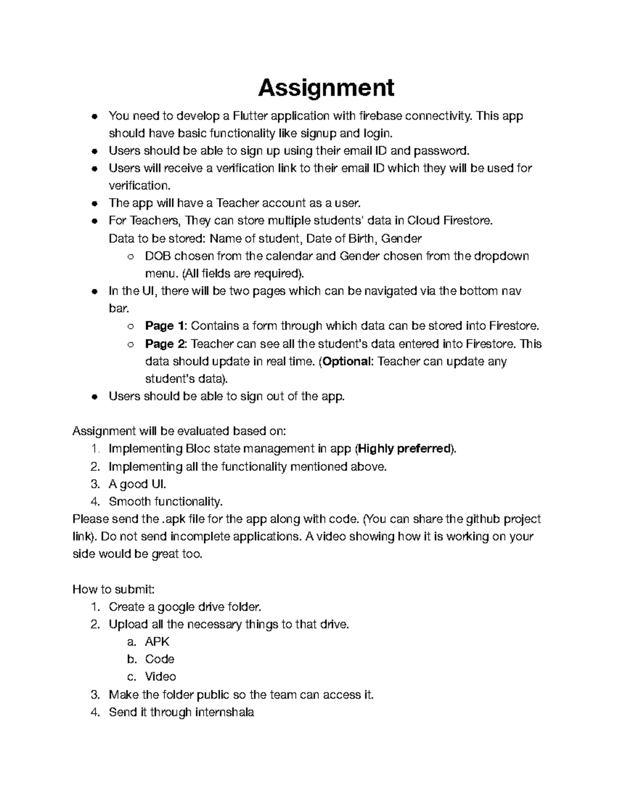 Assignment for Mobile app dev 2024-2 - Assignment You need to develop a Flutter application with ...