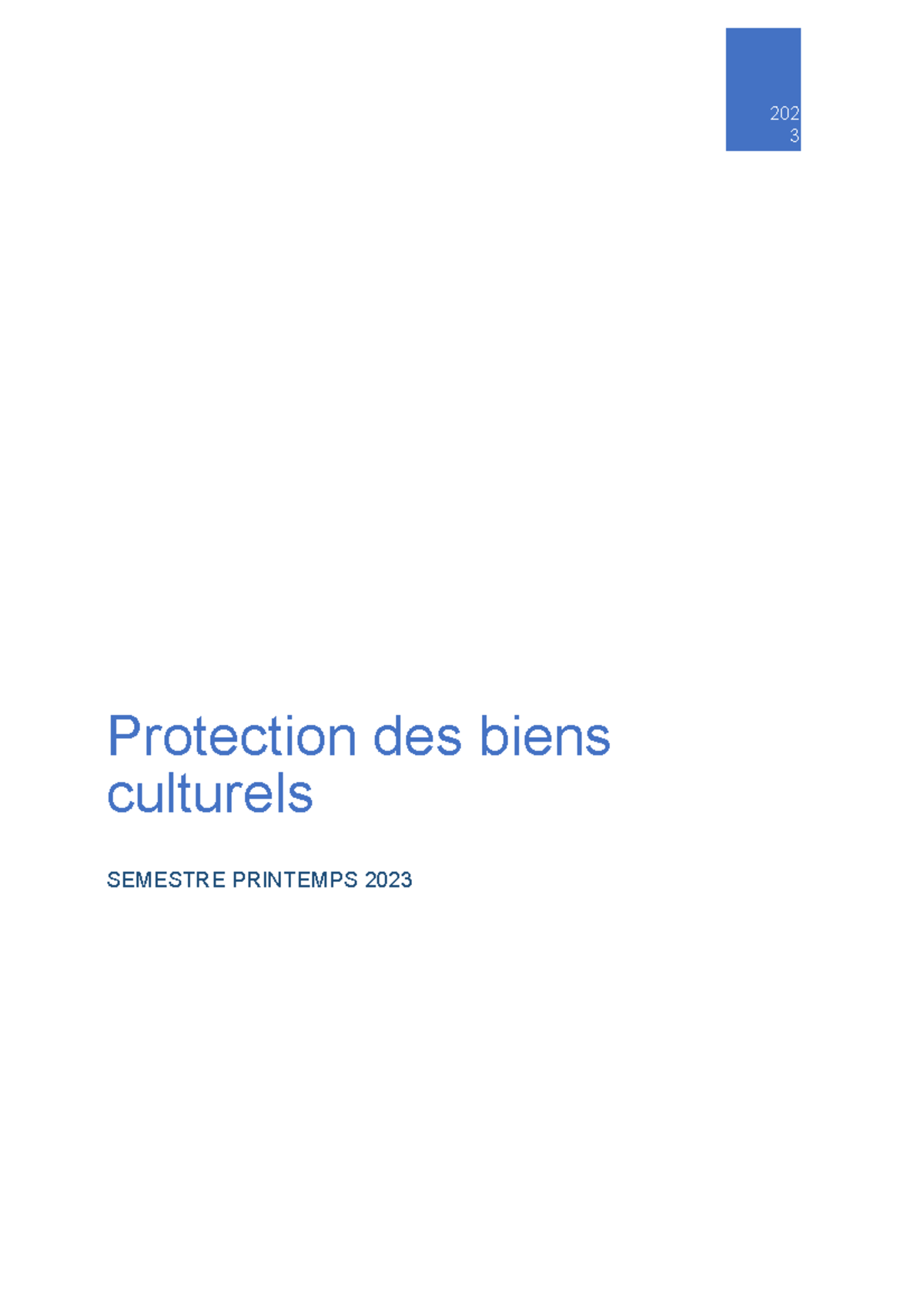 Unesco - Notes de cours - Protection des biens culturels SEMESTRE ...