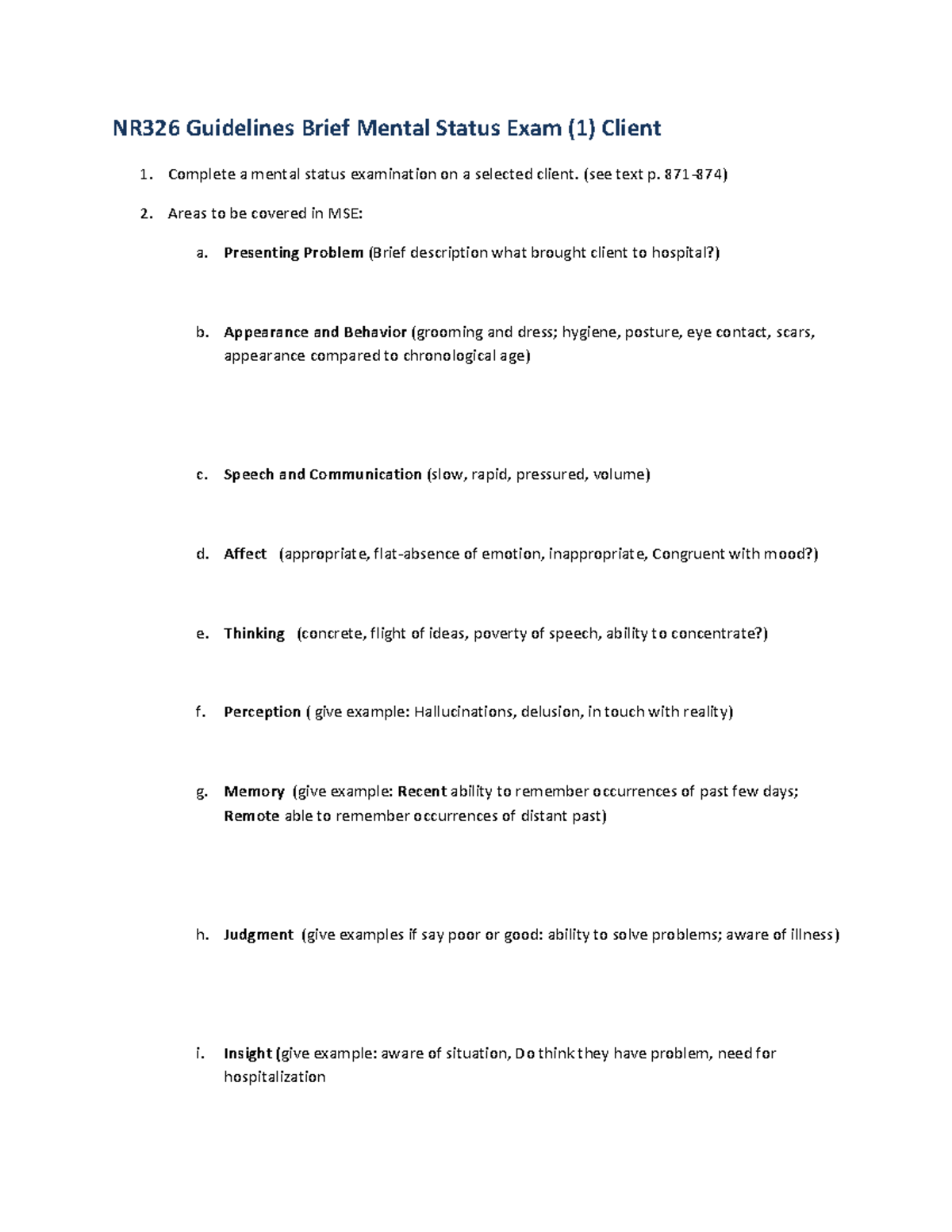 MH326+Mental+Status+Exam - NR326 Guidelines Brief Mental Status Exam (1 ...