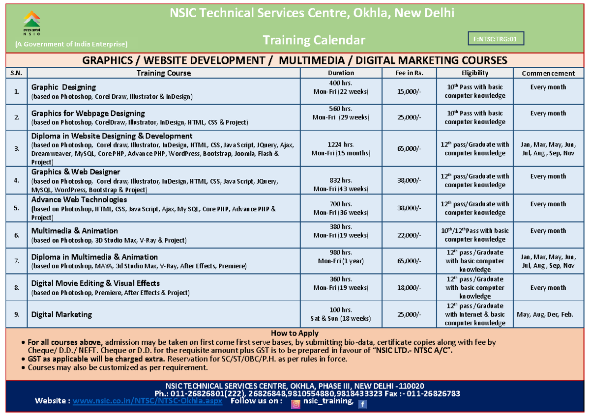 Computer Course Calender 22-23 English - NSIC Technical Services Centre ...