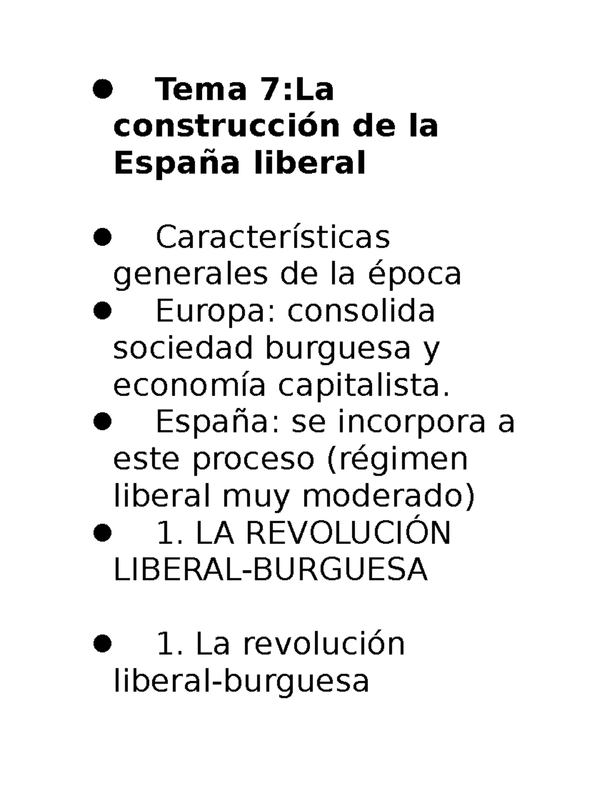 Tema 7. La construcción del Estado Liberal - Tema 7:La construcción de la España liberal - Studocu