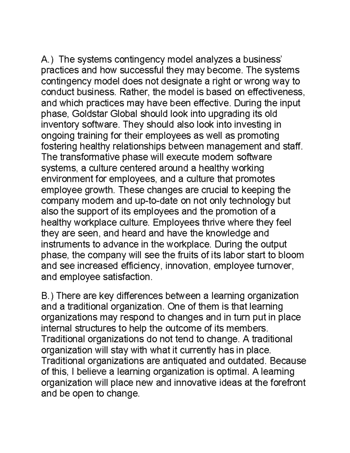 C721 revised - Task 1 passed - A.) The systems contingency model ...