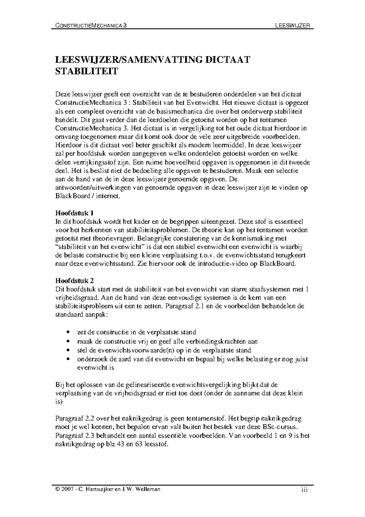 Leeswijzer Stabiliteit 2007 - CONSTRUCTIEMECHANICA 3 LEESWIJZER © 2007 ...