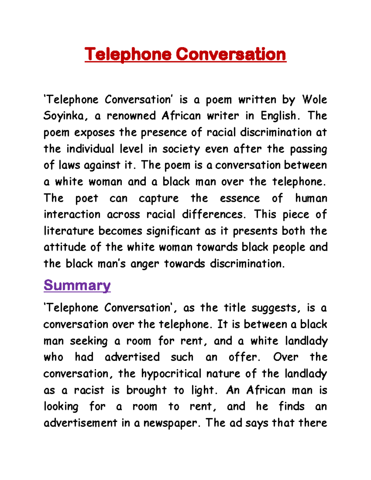 English Summary Telephone Conversation 8Telephone Conversation9 Is
