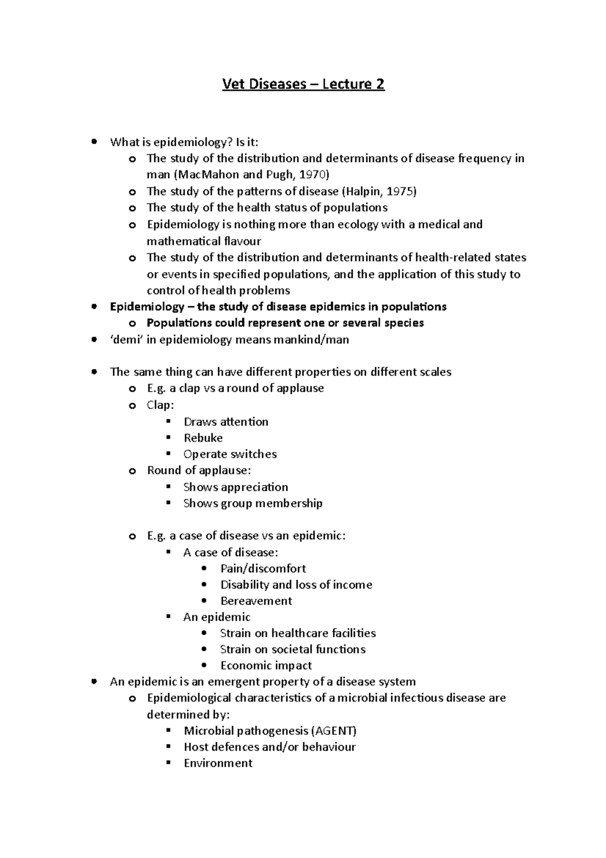 Vet Diseases - Lecture 2 - Vet Diseases – Lecture 2 What is ...