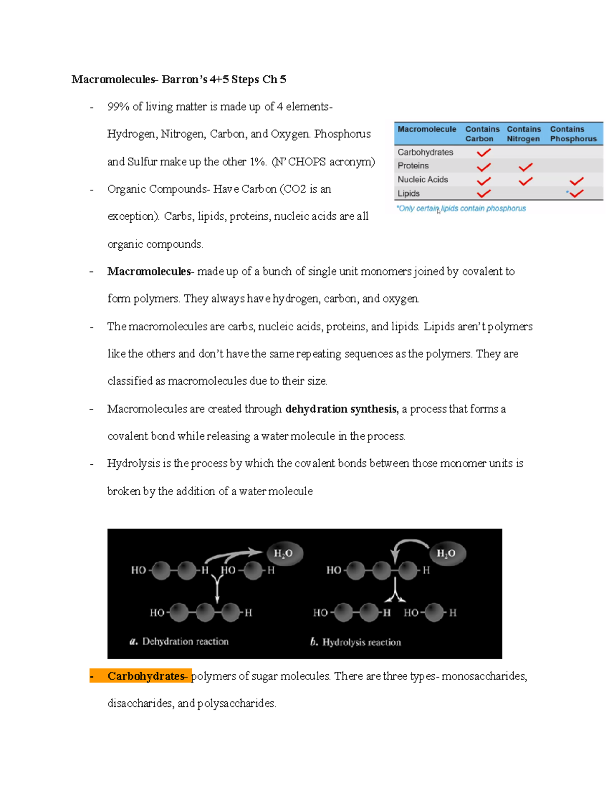 Macromolecules- Barron's 4+5 - Macromolecules- Barron’s 4+5 Steps Ch 5 ...