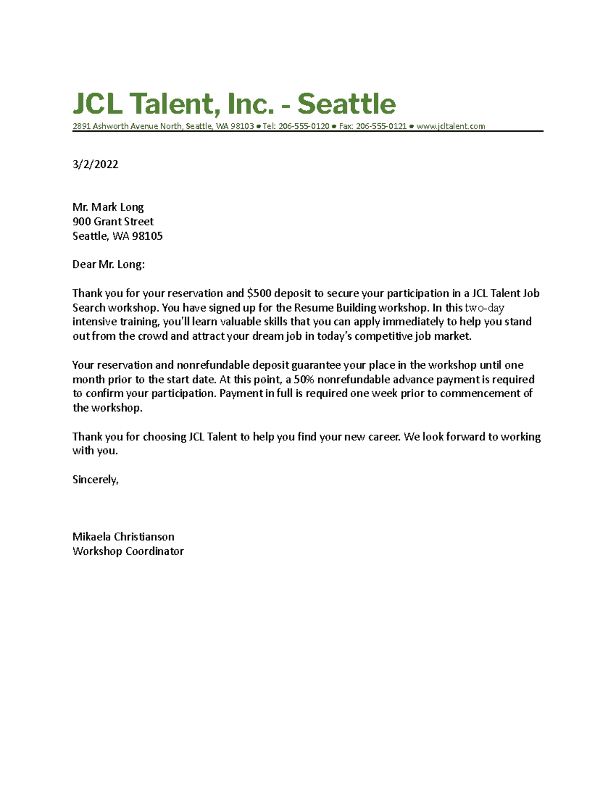 IL WD 6 Confirm Letter Merge - 2891 Ashworth Avenue North, Seattle, WA ...