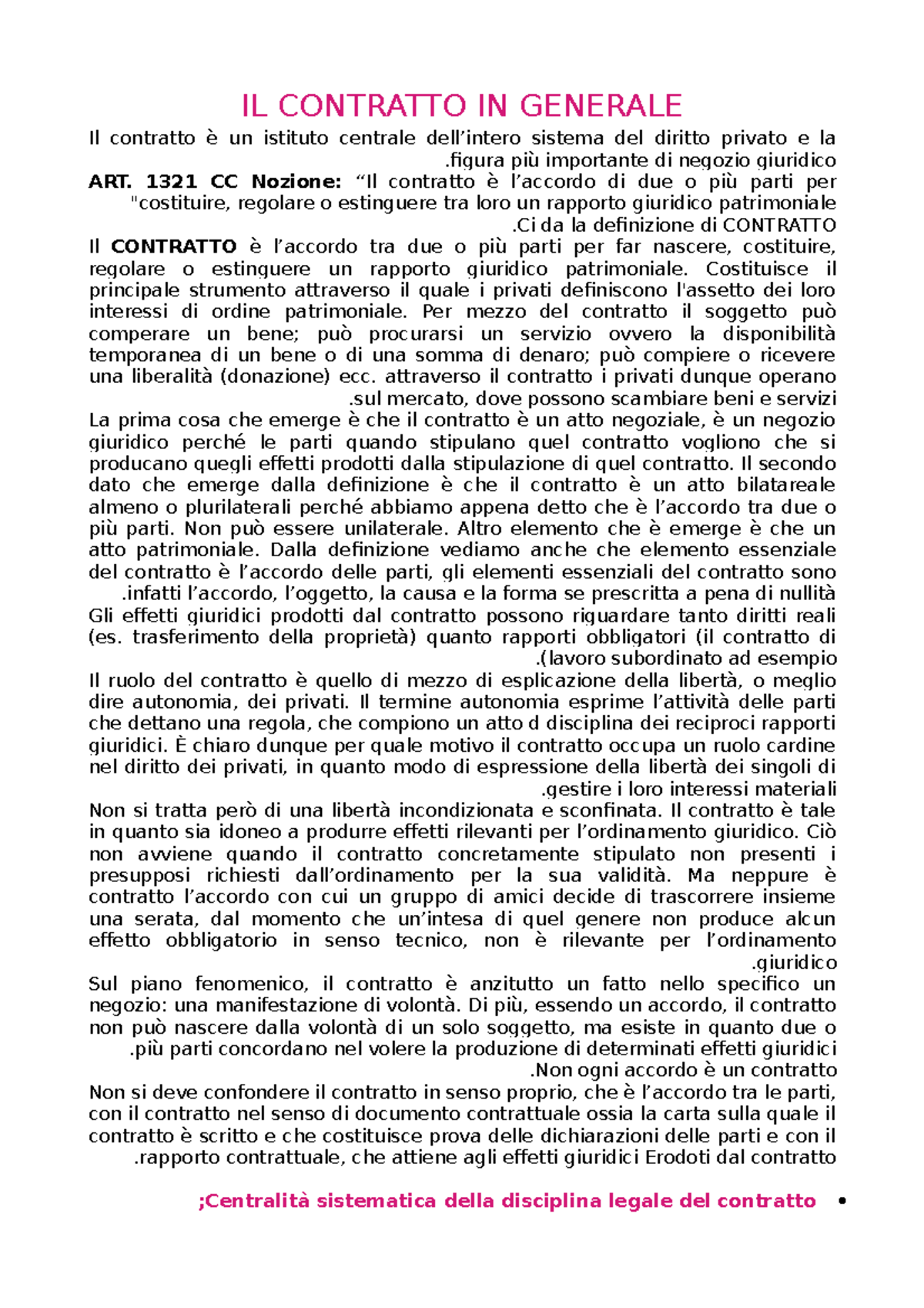 Il contratto - diritto privato - IL CONTRATTO IN GENERALE Il contratto ...