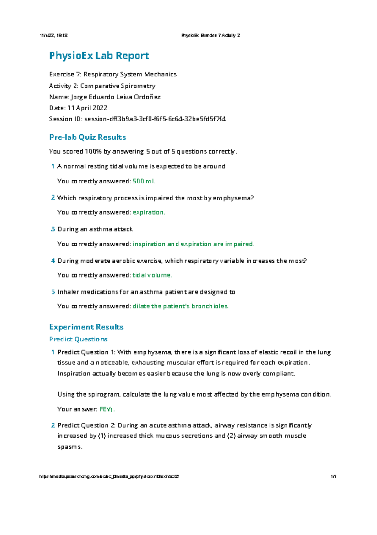 Physio Ex Exercise 7 Activity 2 - PhysioEx Lab Report Exercise 7 ...