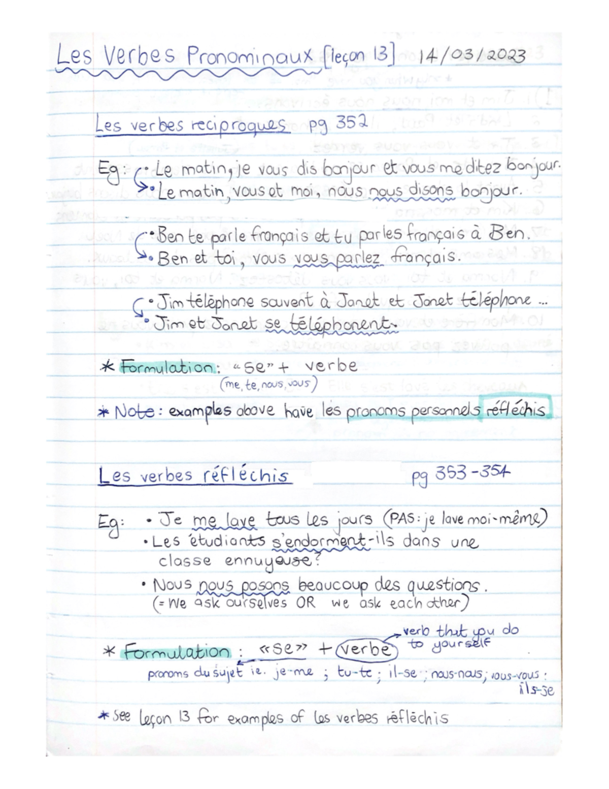 Les Verbes Pronominaux (pronominal verbs) - 278 - Studocu