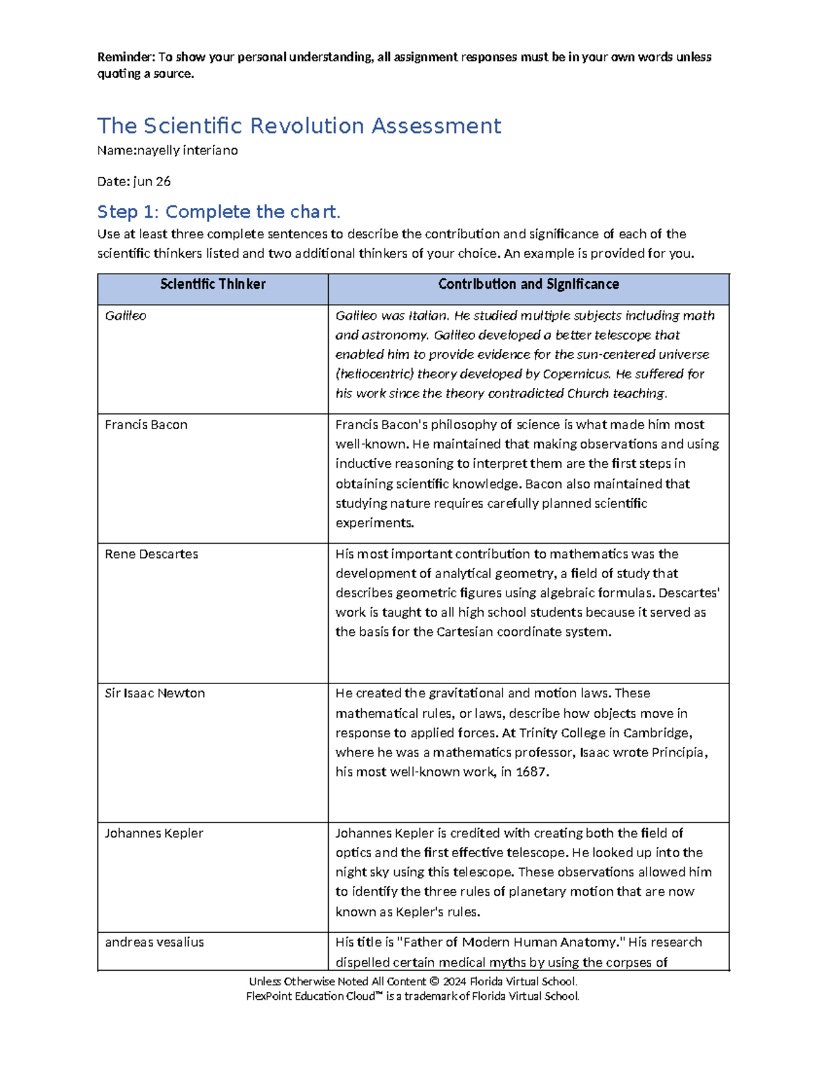The scientific revolution wh yourname - Reminder: To show your personal ...