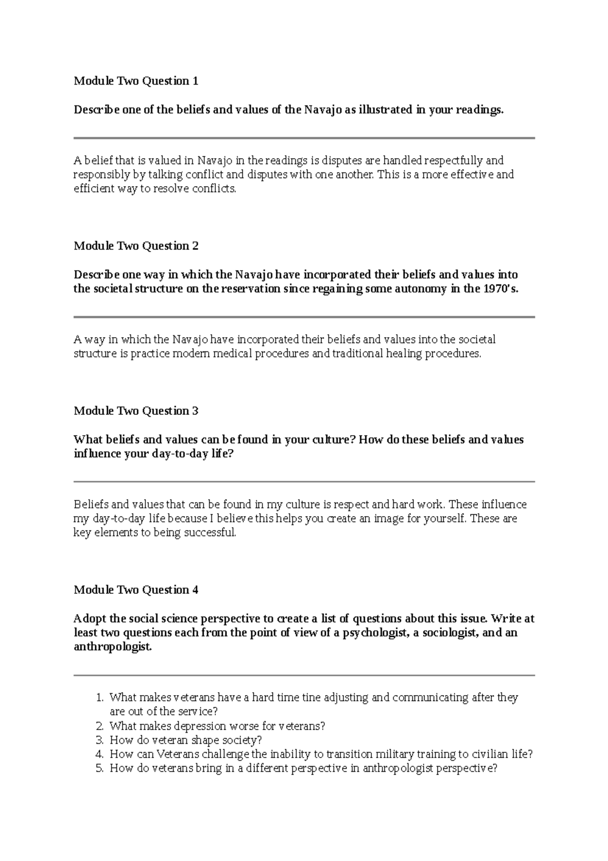 Alana Davis SCS 200 Applied Social Sciences-2 - Module Two Question 1 ...