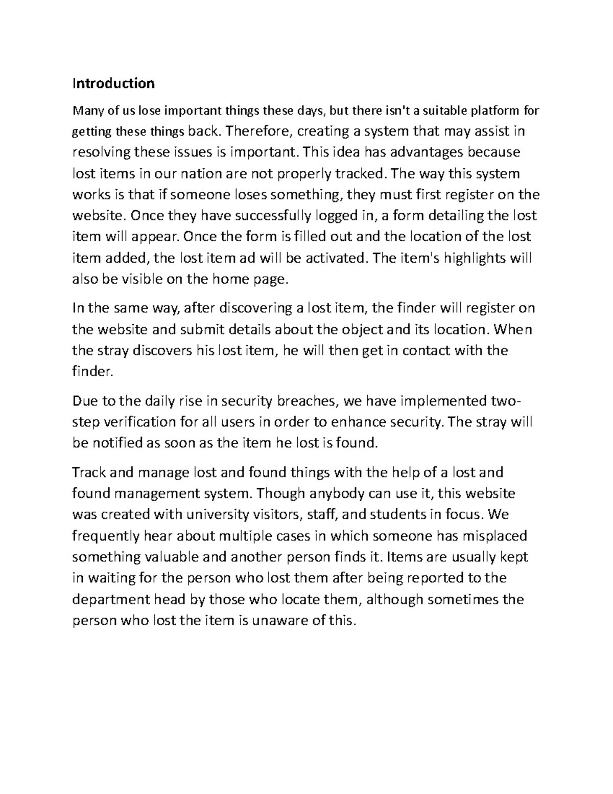 Introduction - Introduction Many of us lose important things these days ...