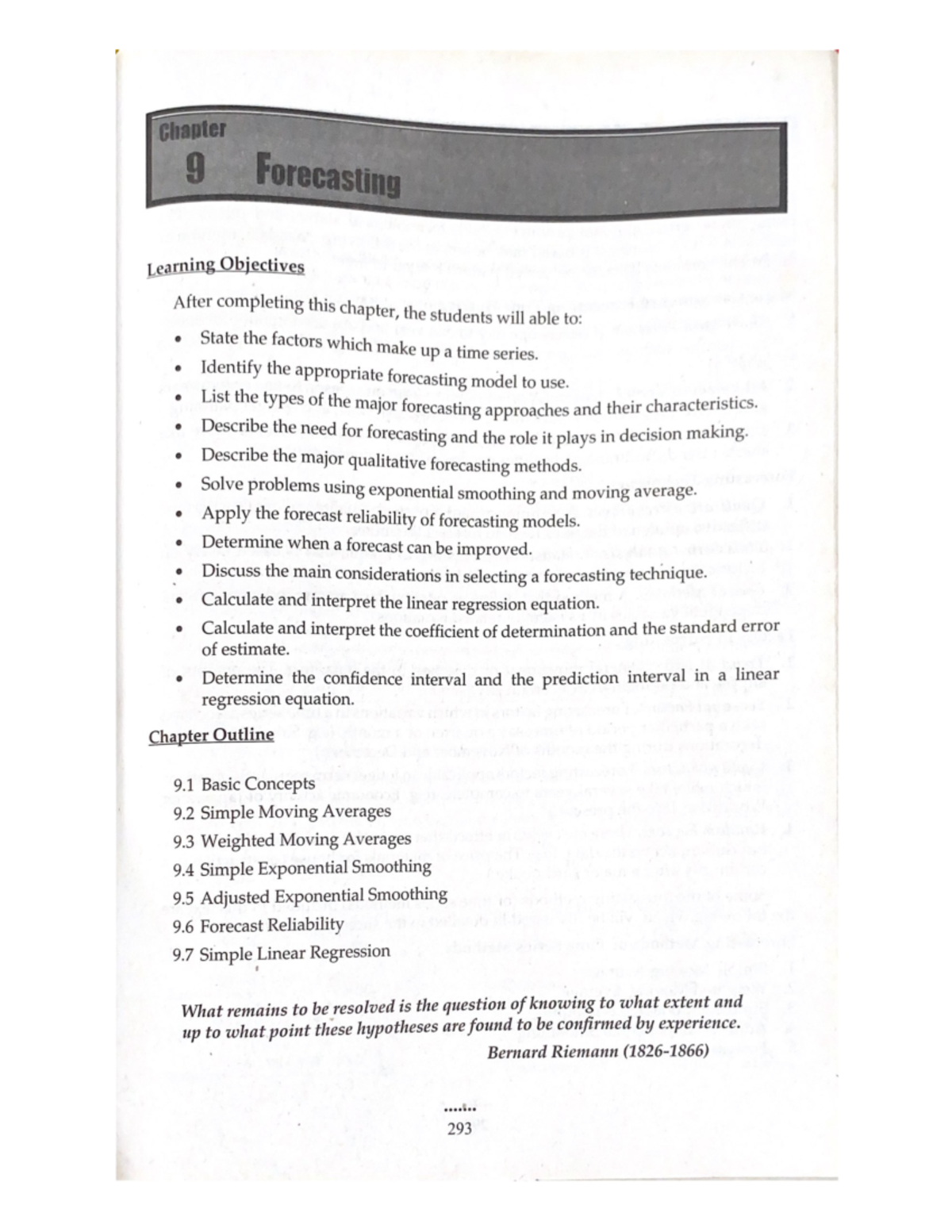 Forecasting - OPERATION MANAGEMENT - Chapter 9 Forecasting Learning Objectives After completing ...