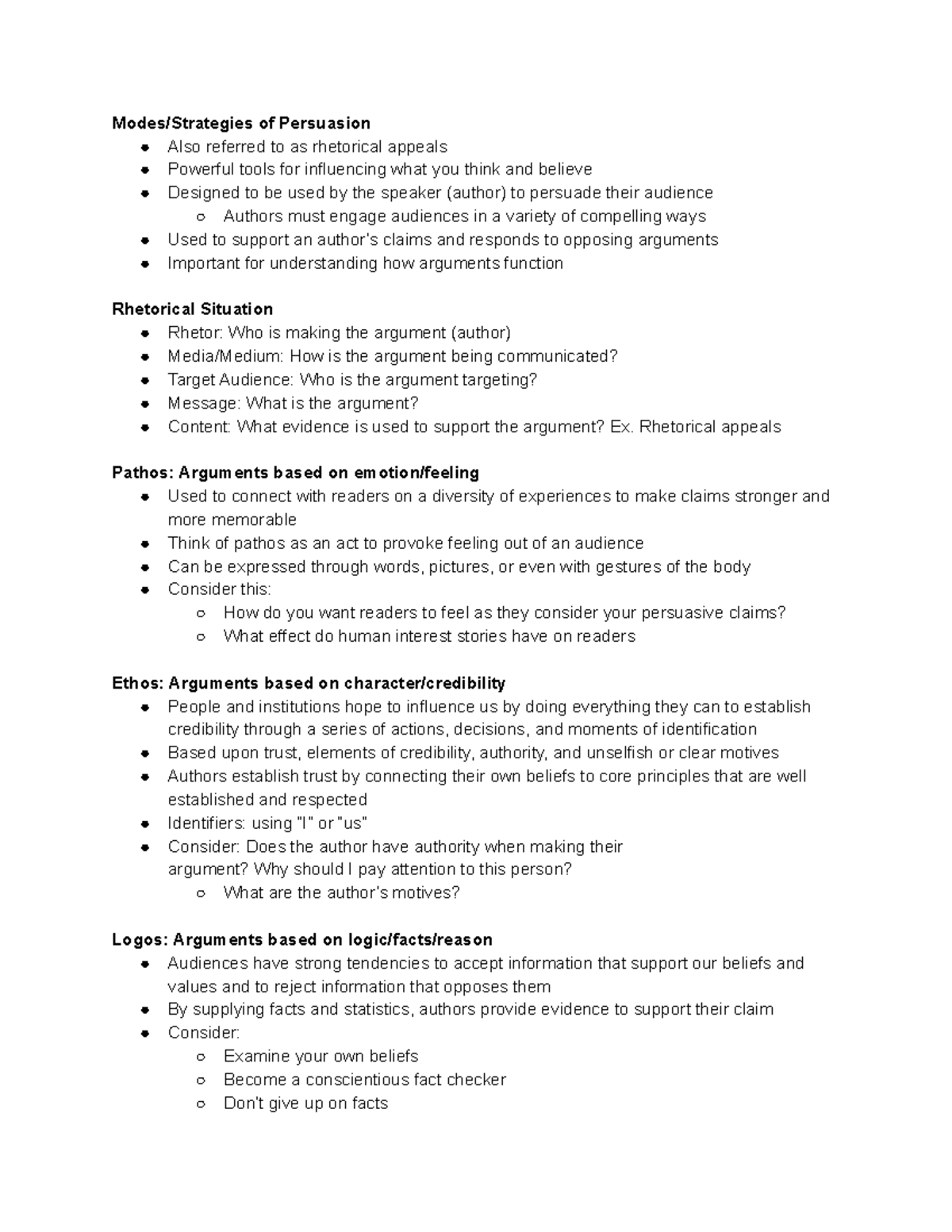Rhetoric Notes - Modes/Strategies of Persuasion Also referred to as ...