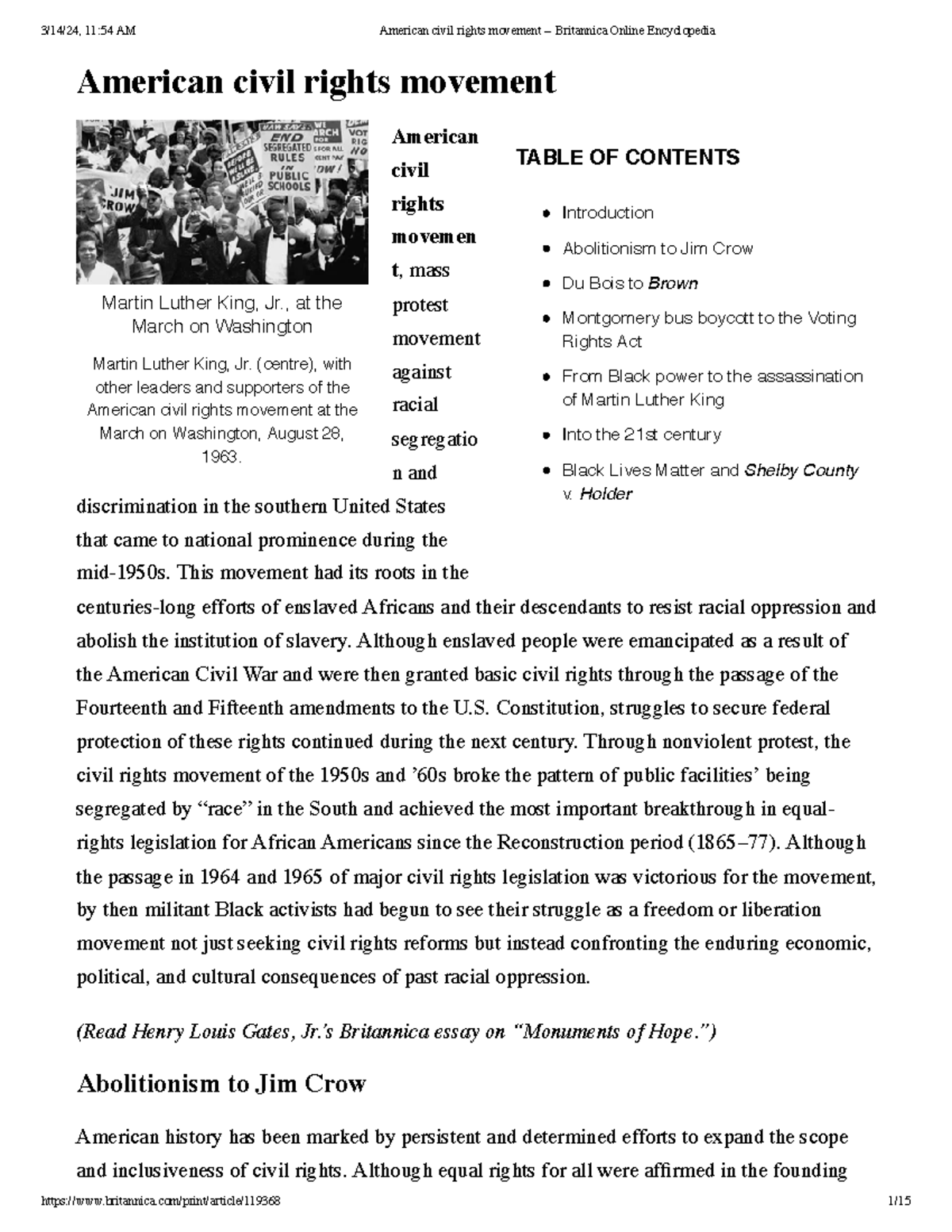 American civil rights movement - Britannica Online Encyclopedia ...