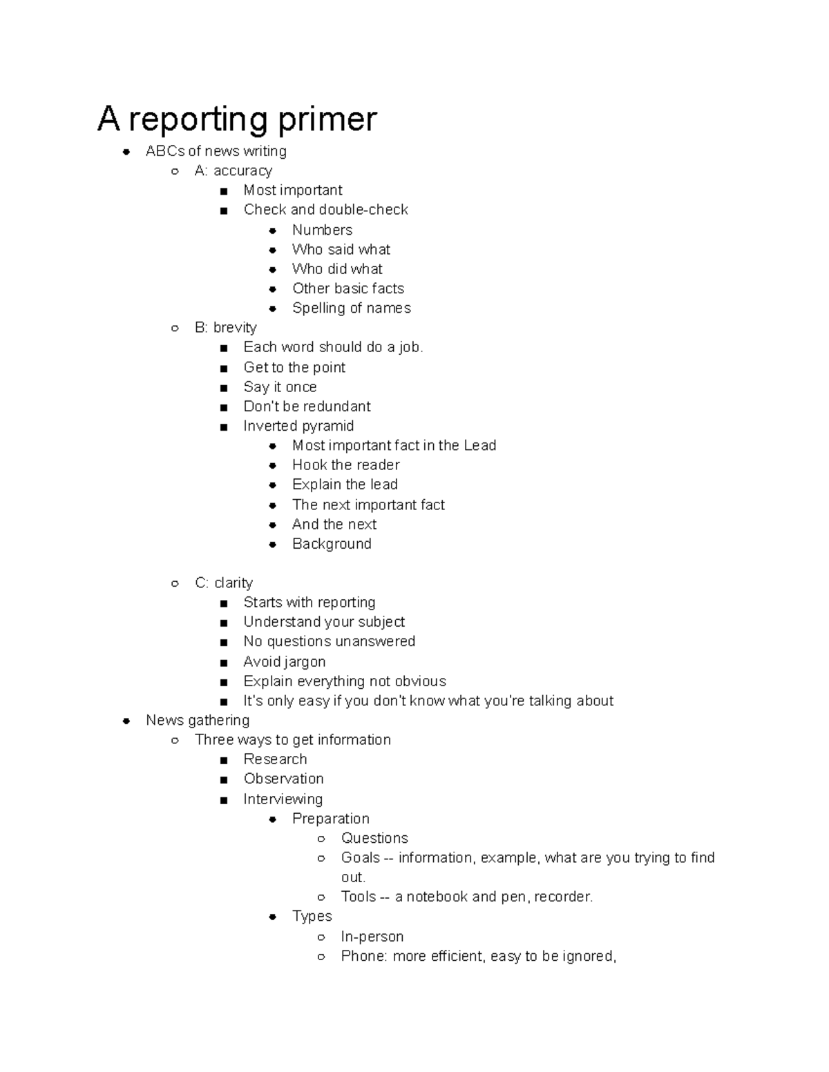 A reporting primer + Dates AND Times - A reporting primer ABCs of news ...