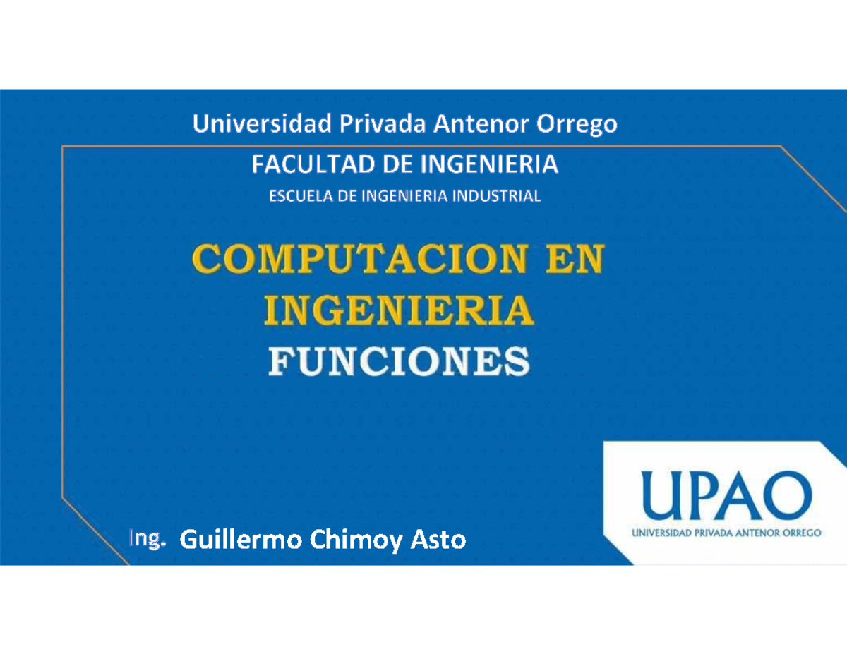 Semana 06 Teo Funciones En Python Guillermo Chimoy Asto Ing Guillermo Chimoy Asto Contenido 