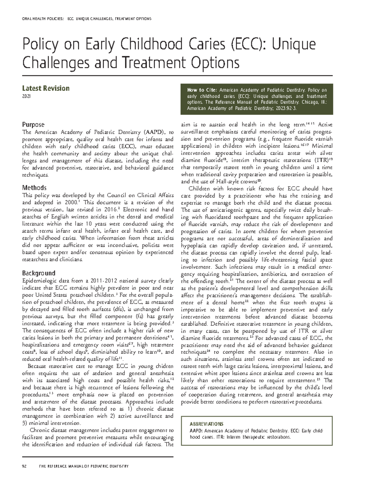 P eccuniquechallenges - 92 THE REFERENCE MANUAL OF PEDIATRIC DENTISTRY ...