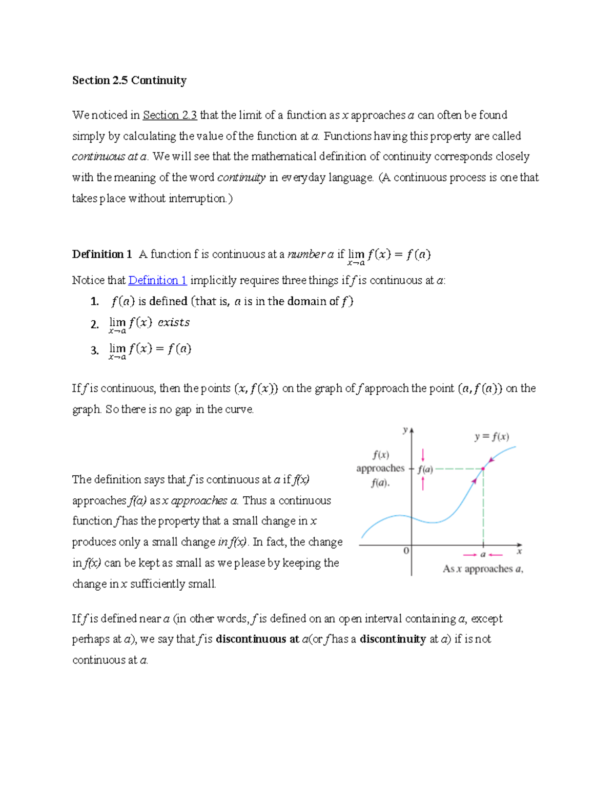 Section 2.5 Contunuity - Section 2 Continuity We noticed in Section 2 ...