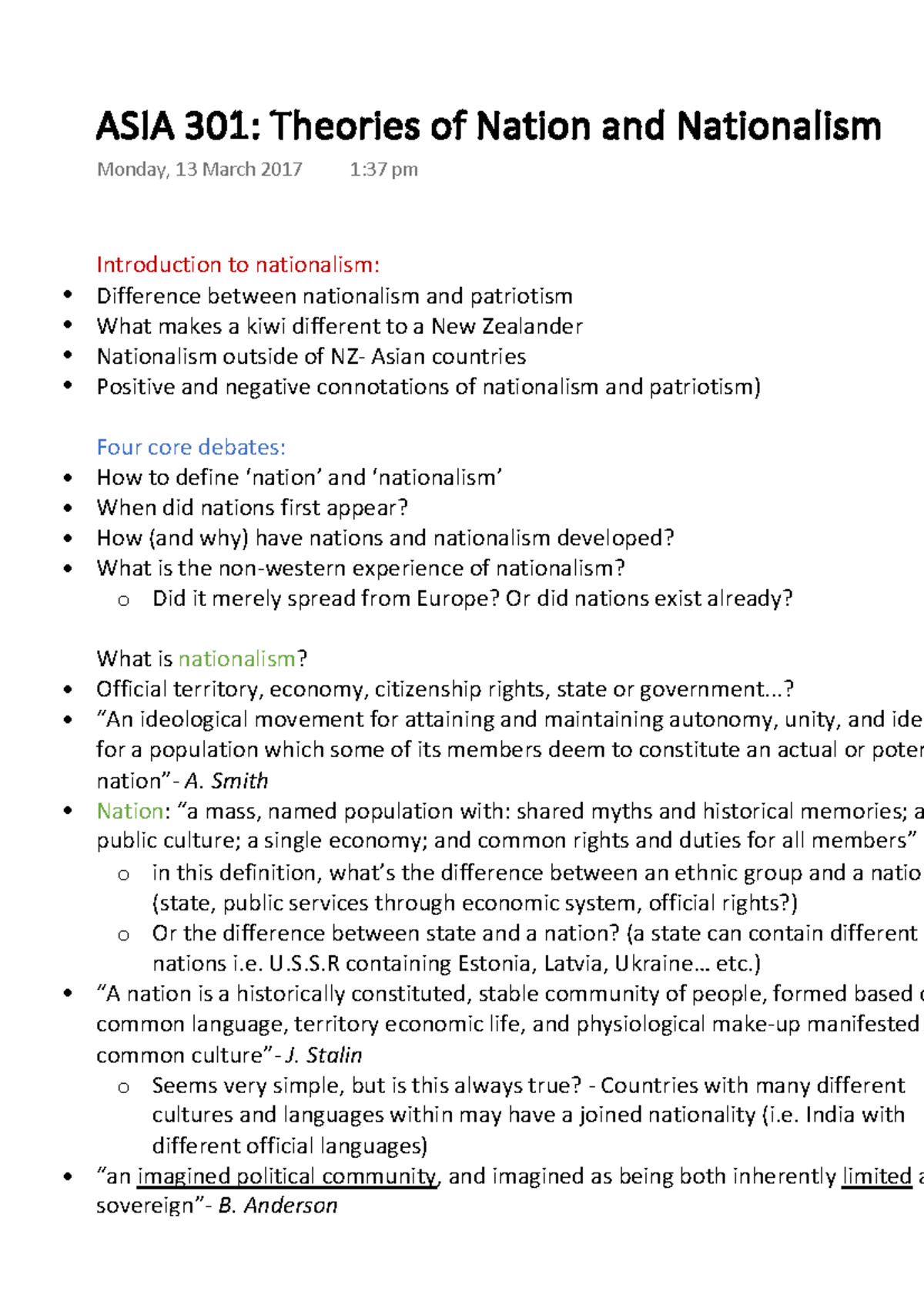 ASIA 301 Theories of Nation and Nationalism - Warning: TT: undefined ...