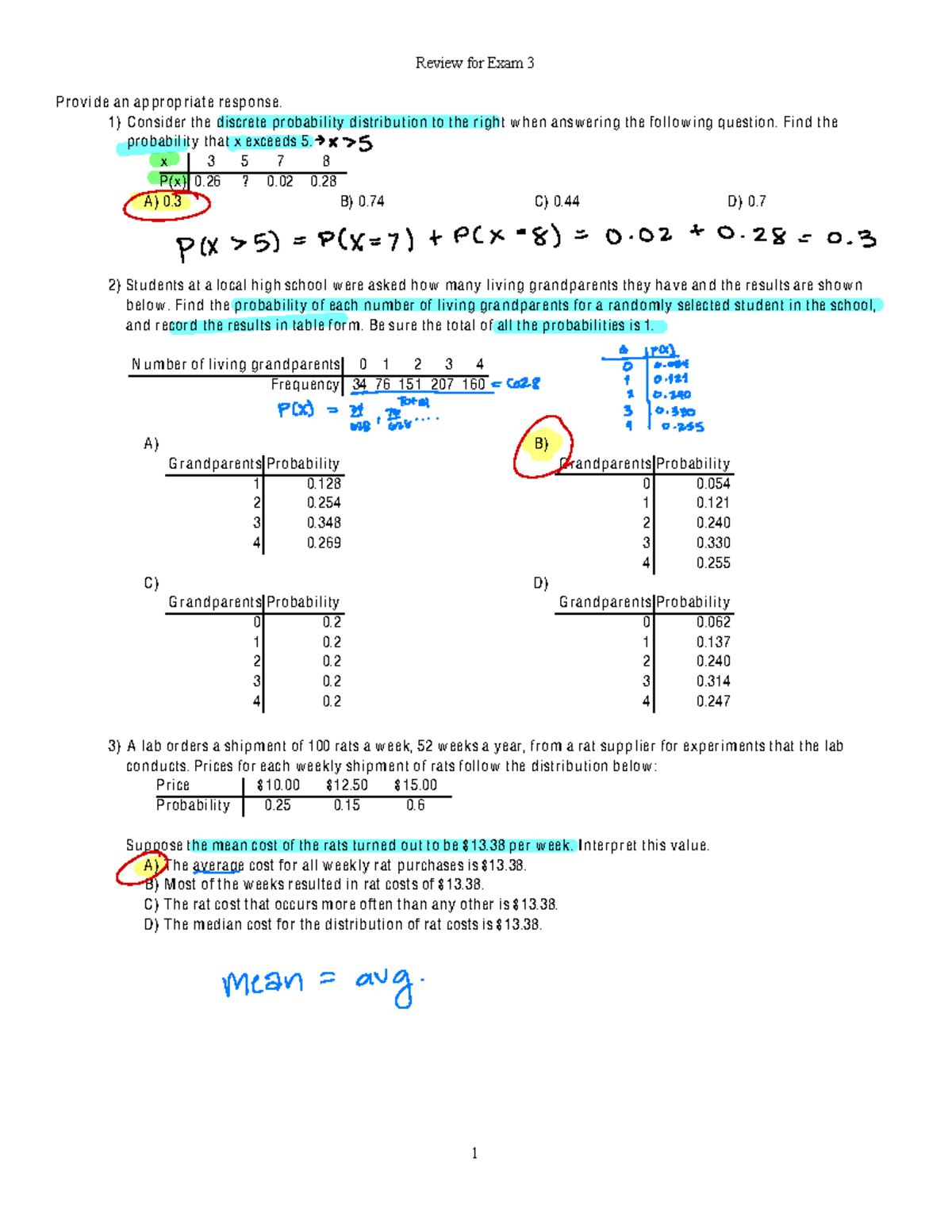 Exam Review Notes - Review for Exam 3 Provide an appropriate response ...