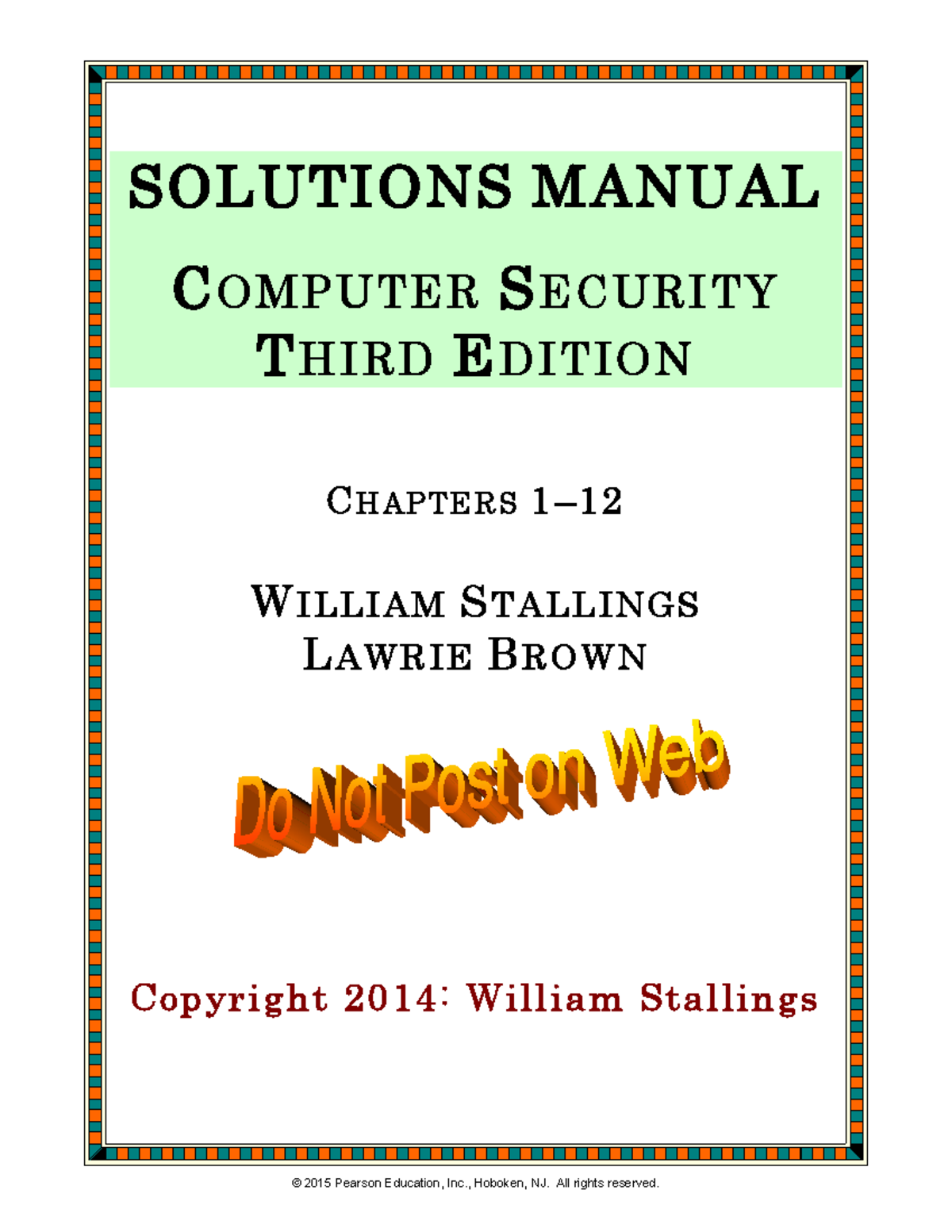 Solutions Comp Sec 3e 1 12 - SOLUTIONS MANUAL COMPUTER SECURITY THIRD ...