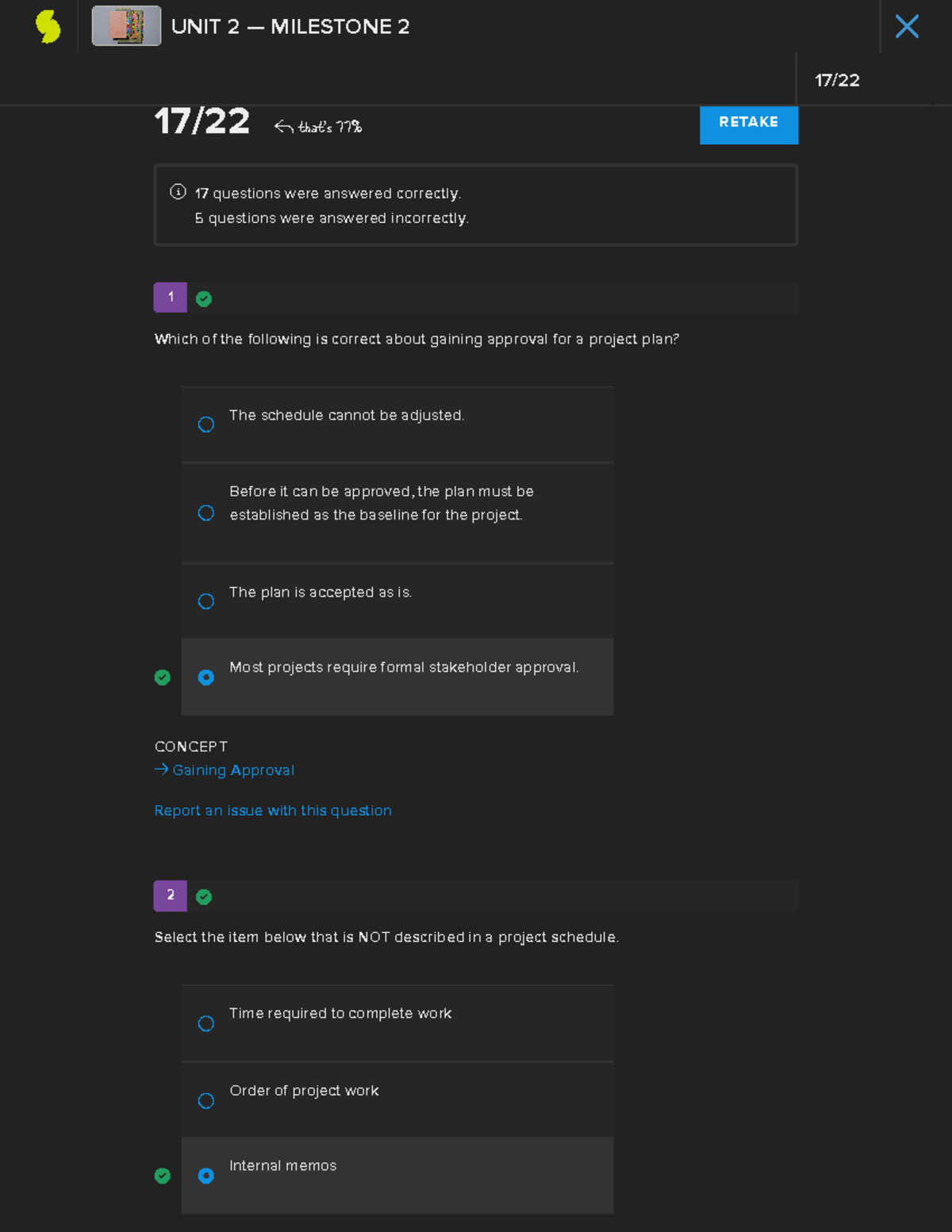 Milestone 2 Assignment - 1 CONCEPT → Gaining Approval 2 17/22 that's 77 ...