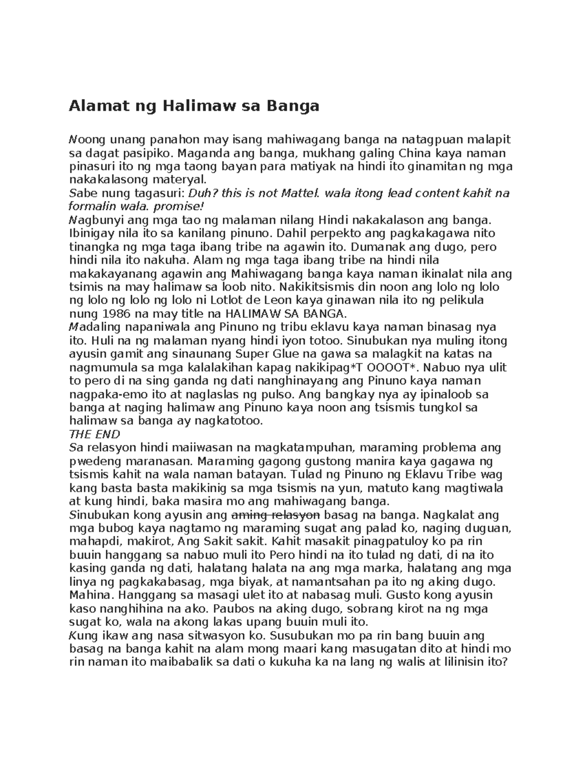 Alamat ng Halimaw at ang Banga - Alamat ng Halimaw sa Banga Noong unang ...