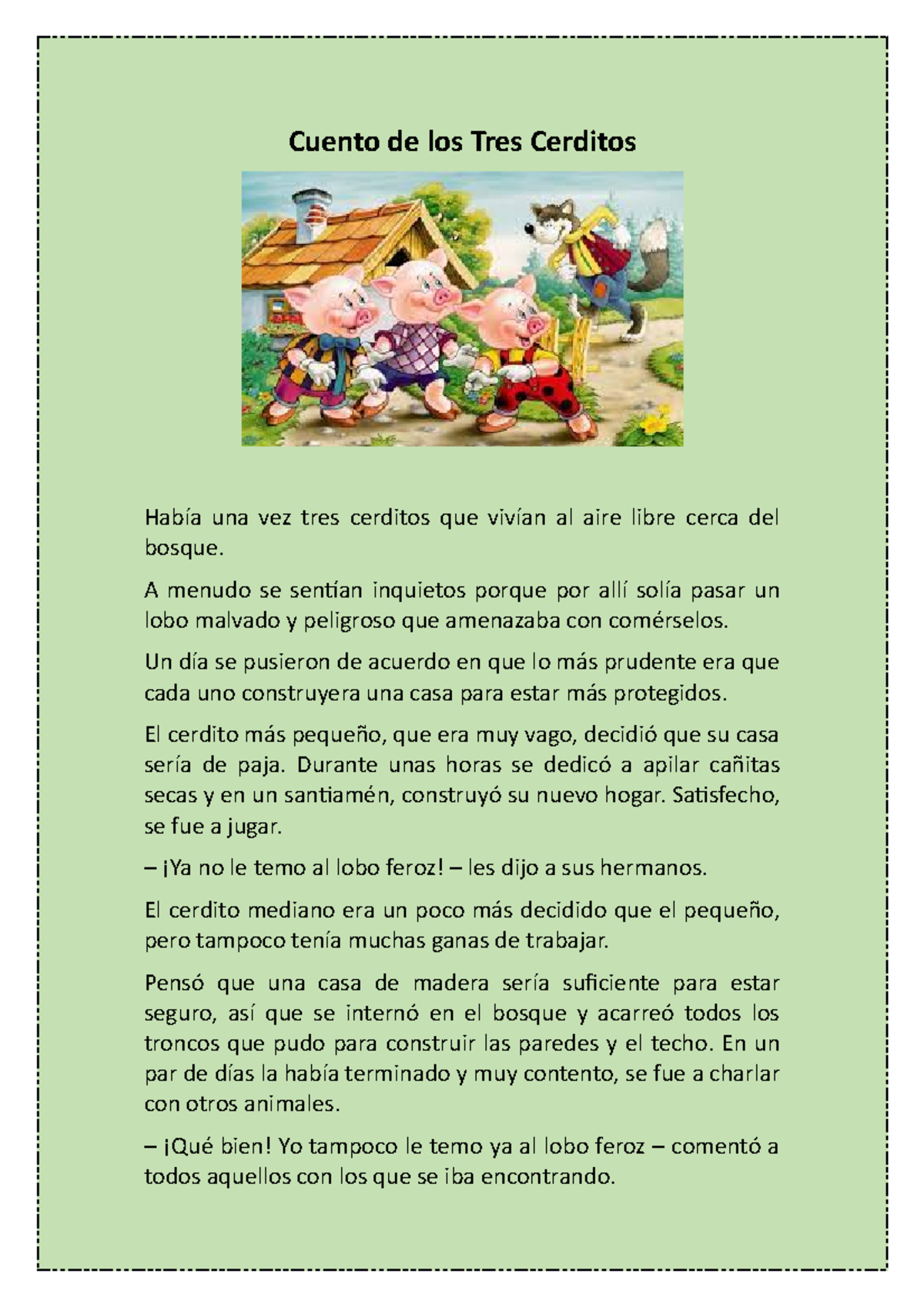 Cuento de los Tres Cerditos - Cuento de los Tres Cerditos Había una vez ...