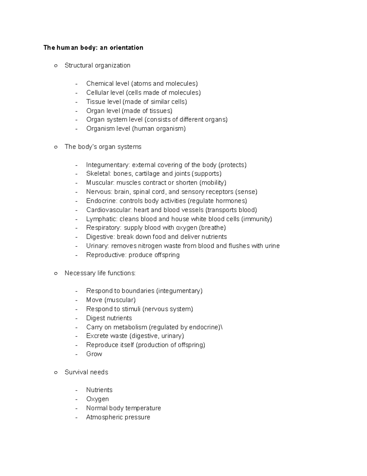 Chapter 1 anatomy. pdf - The human body: an orientation Structural ...