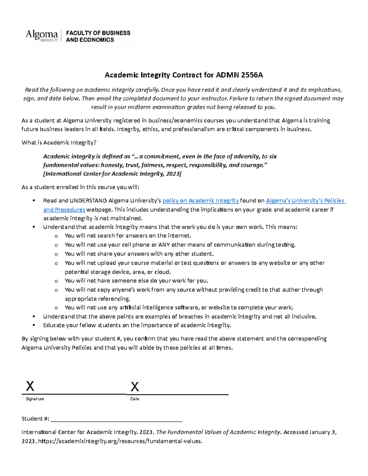 Academic Integrity Contract ADMN2556A - Academic Integrity Contract for ...