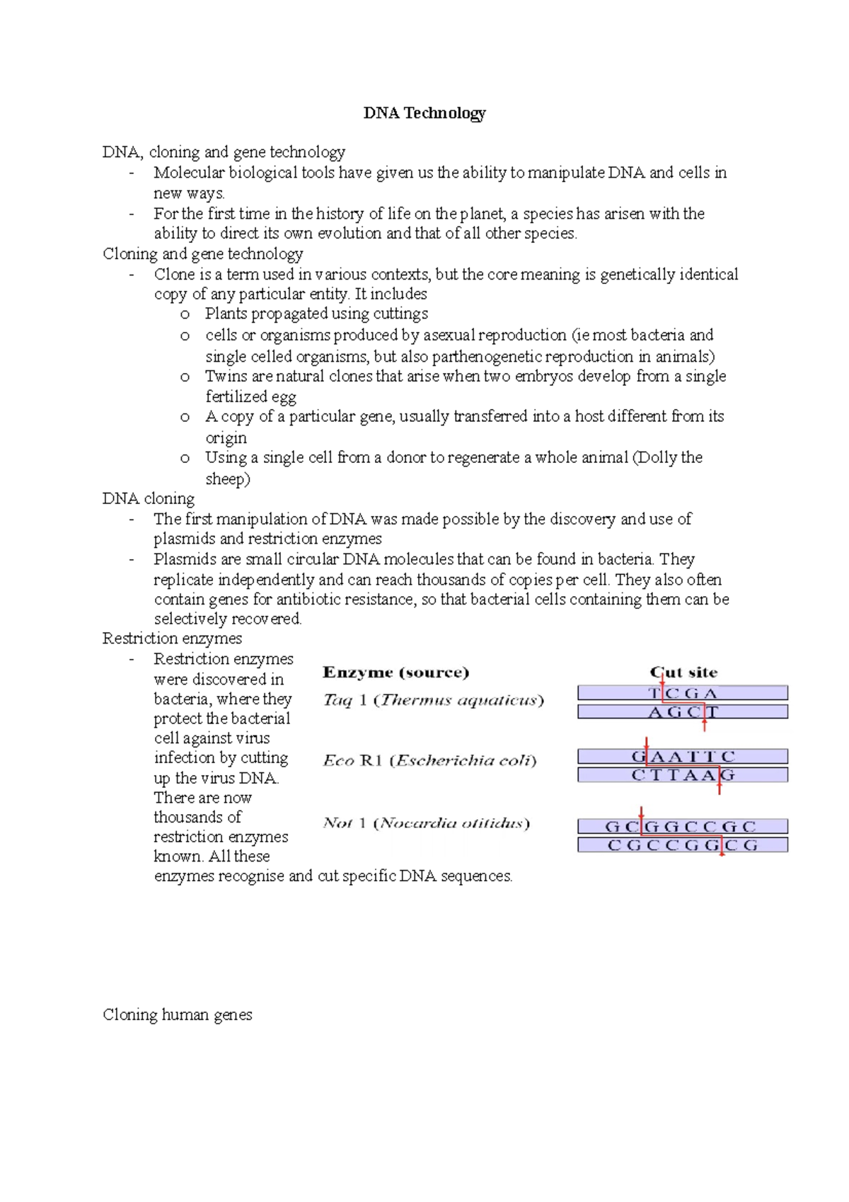 DNA technology lecture - DNA Technology DNA, cloning and gene ...