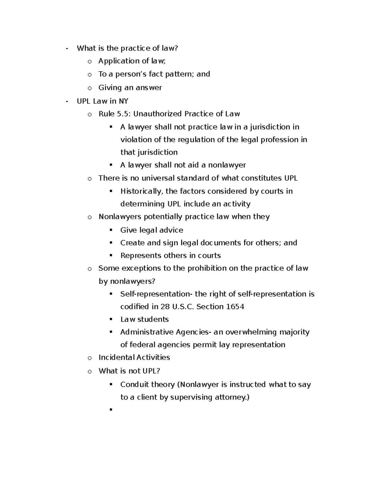 Legal Ethics 1 - What is the practice of law? o Application of law; o ...