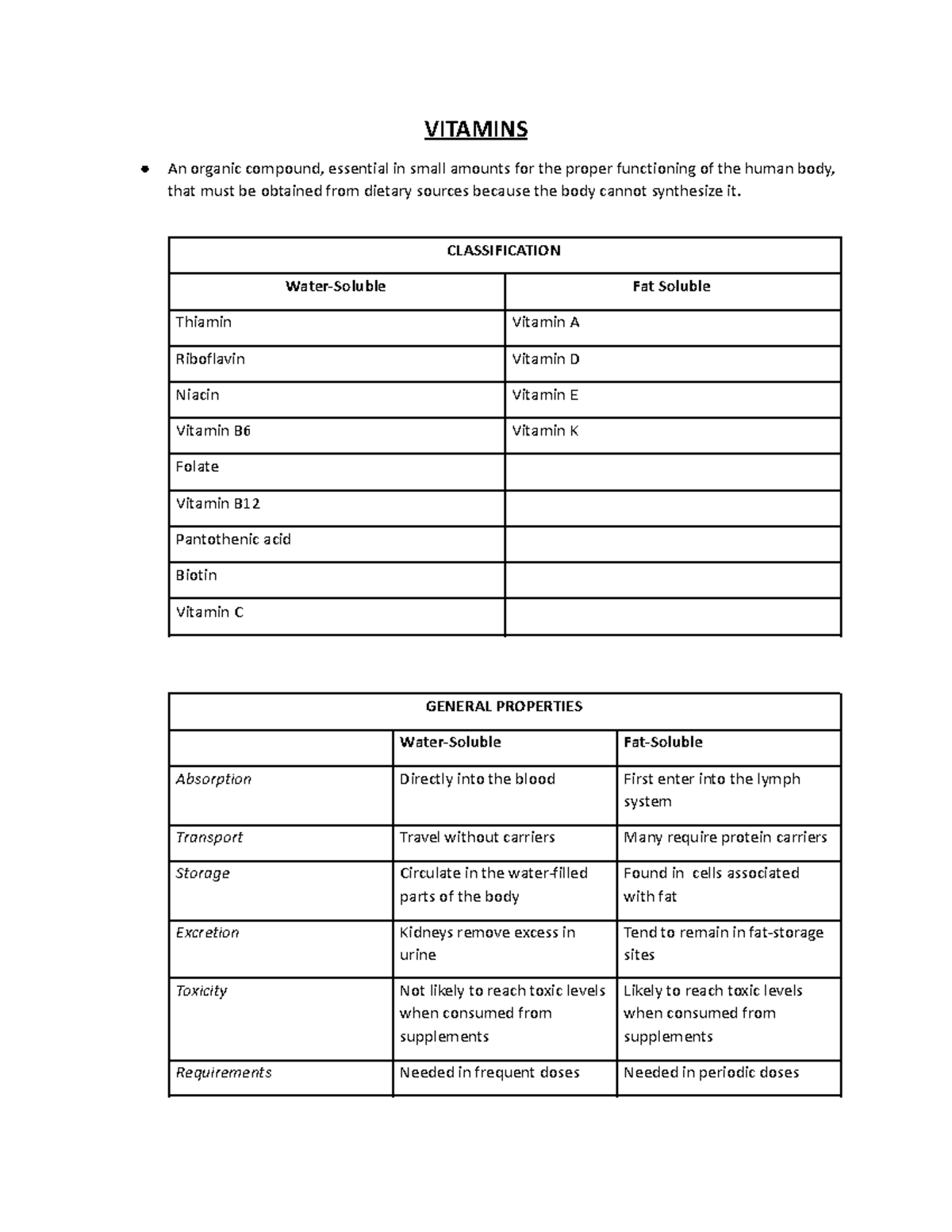 Vitamins - VITAMINS An organic compound, essential in small amounts for ...