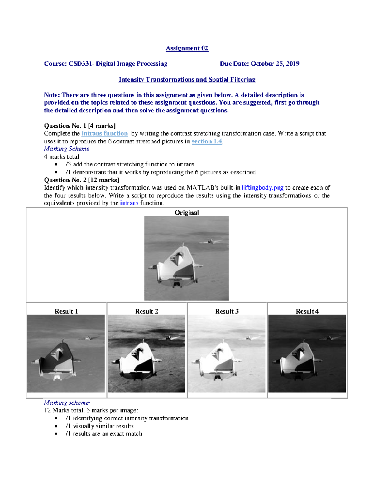 Assignment 02 - yes - Assignment 02 Course: CSD331- Digital Image Processing Due Date: October ...