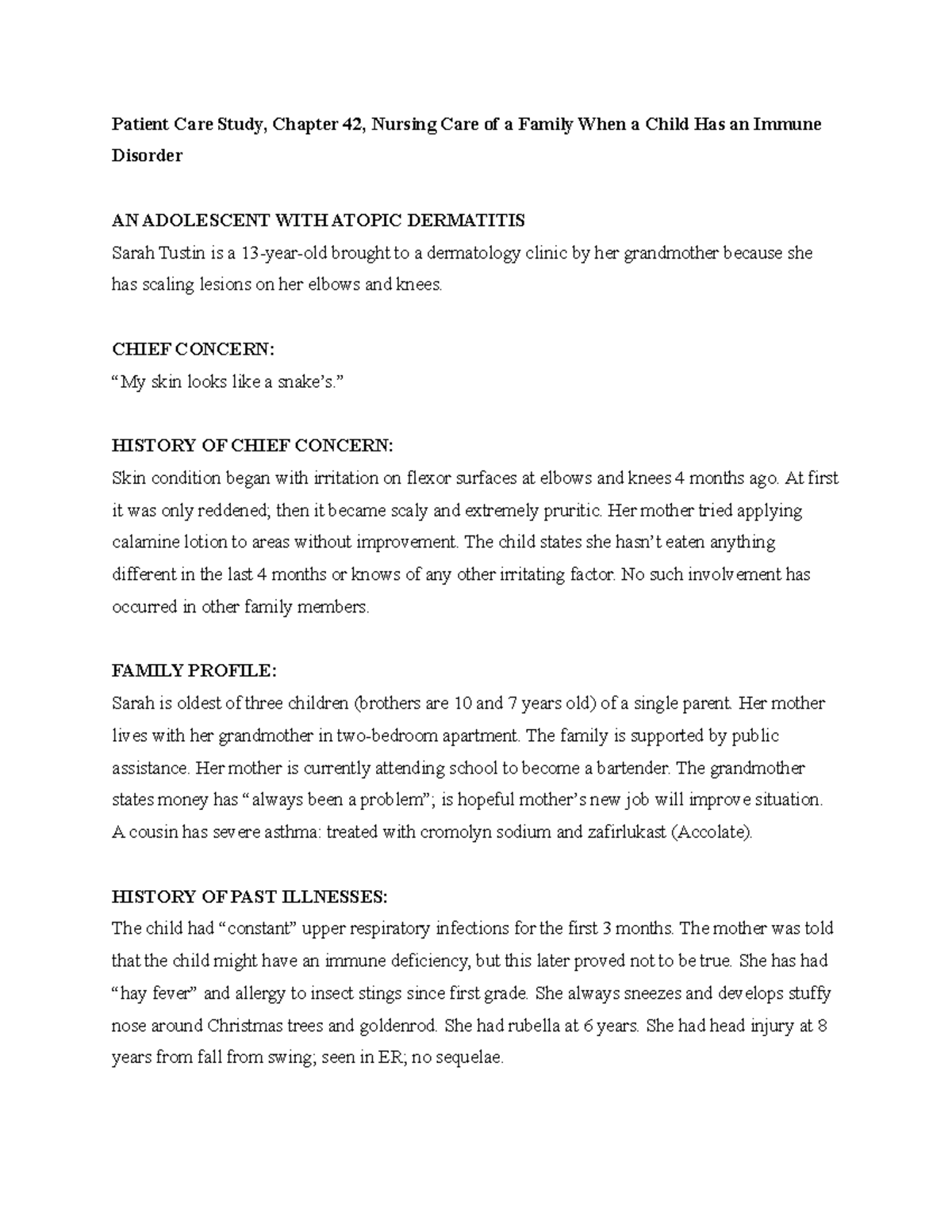Ch42 Patient Scenario group - Patient Care Study, Chapter 42, Nursing ...